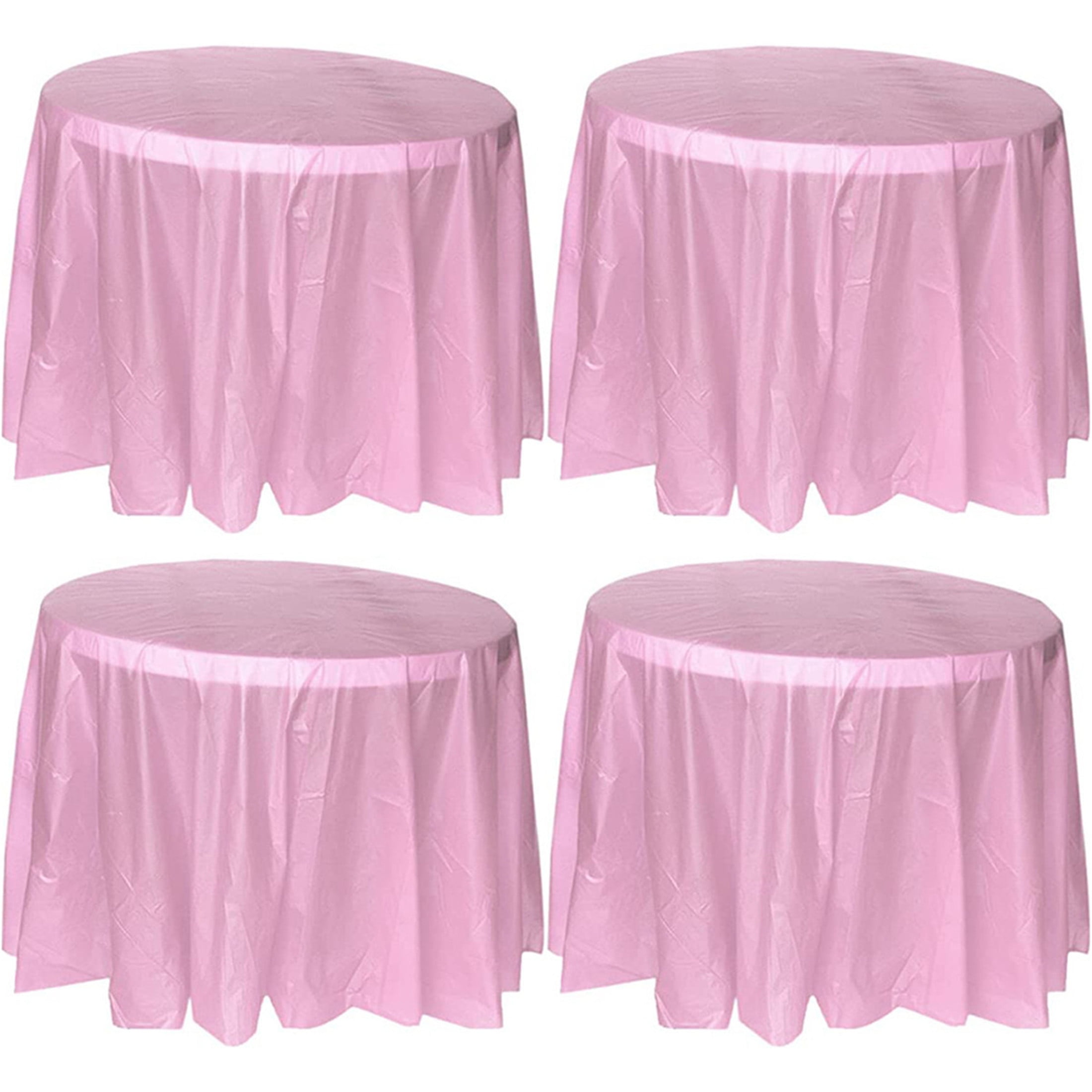 4 Pack of Round Disposable Plastic 84 Inch Tablecloths Party Wedding ...