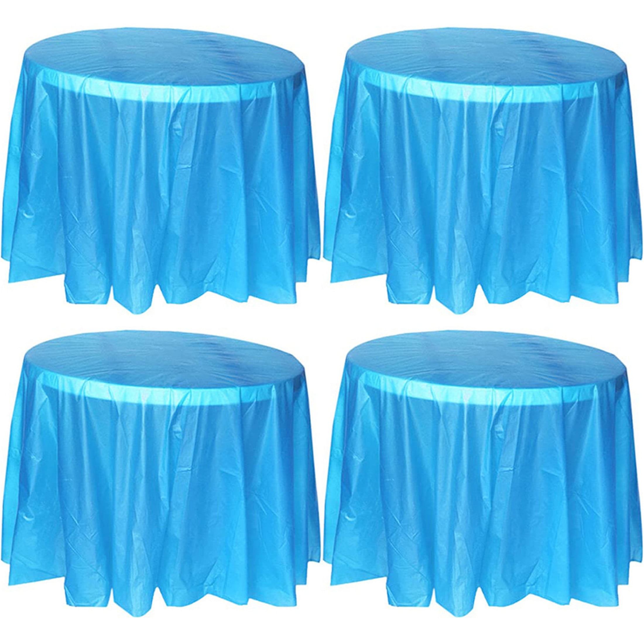 4 Pack of Round Disposable Plastic 84 Inch Tablecloths Party Wedding ...
