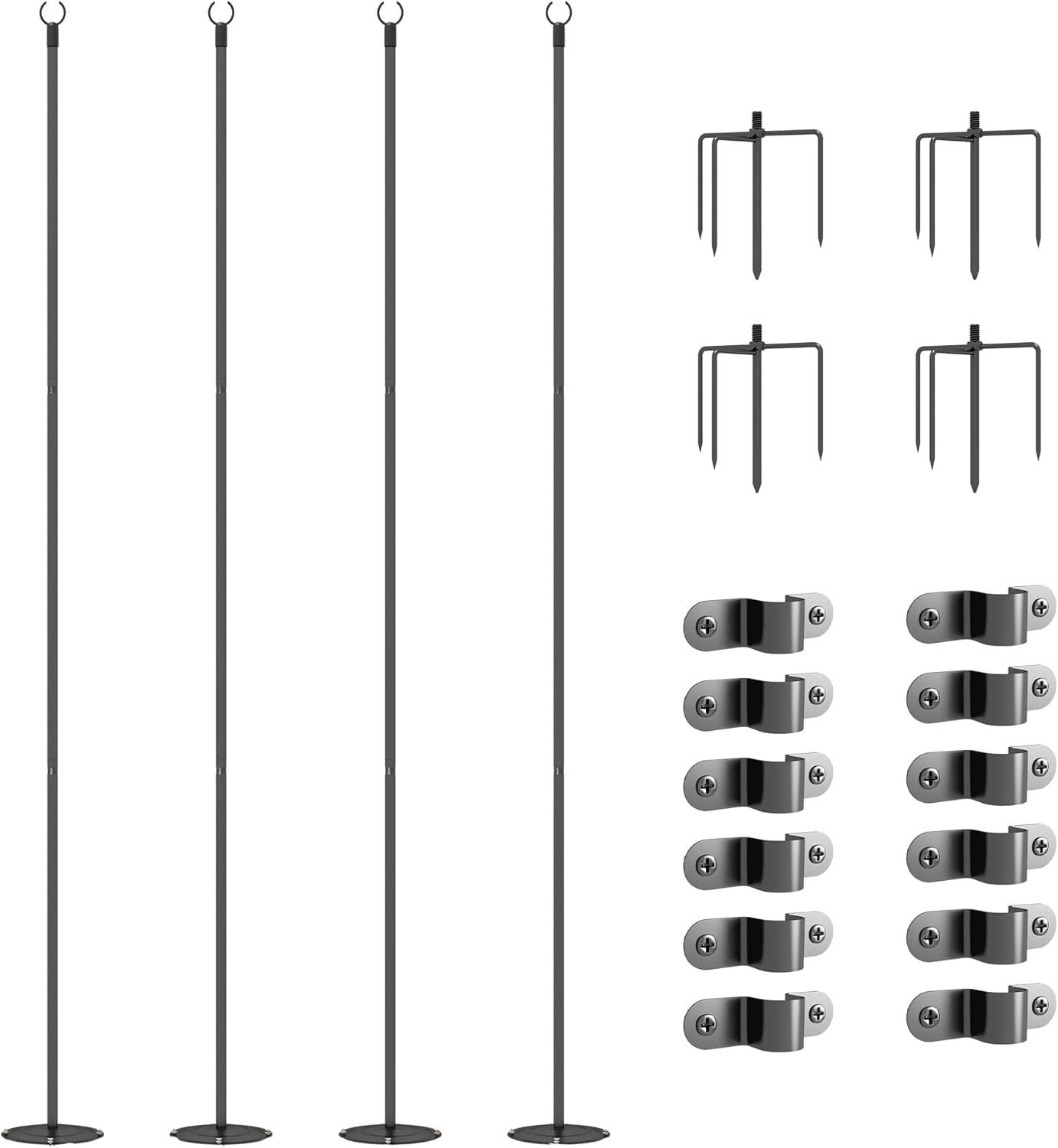 4 Pack of String Light Poles, 8' Light Poles for Hanging Outside Decor ...