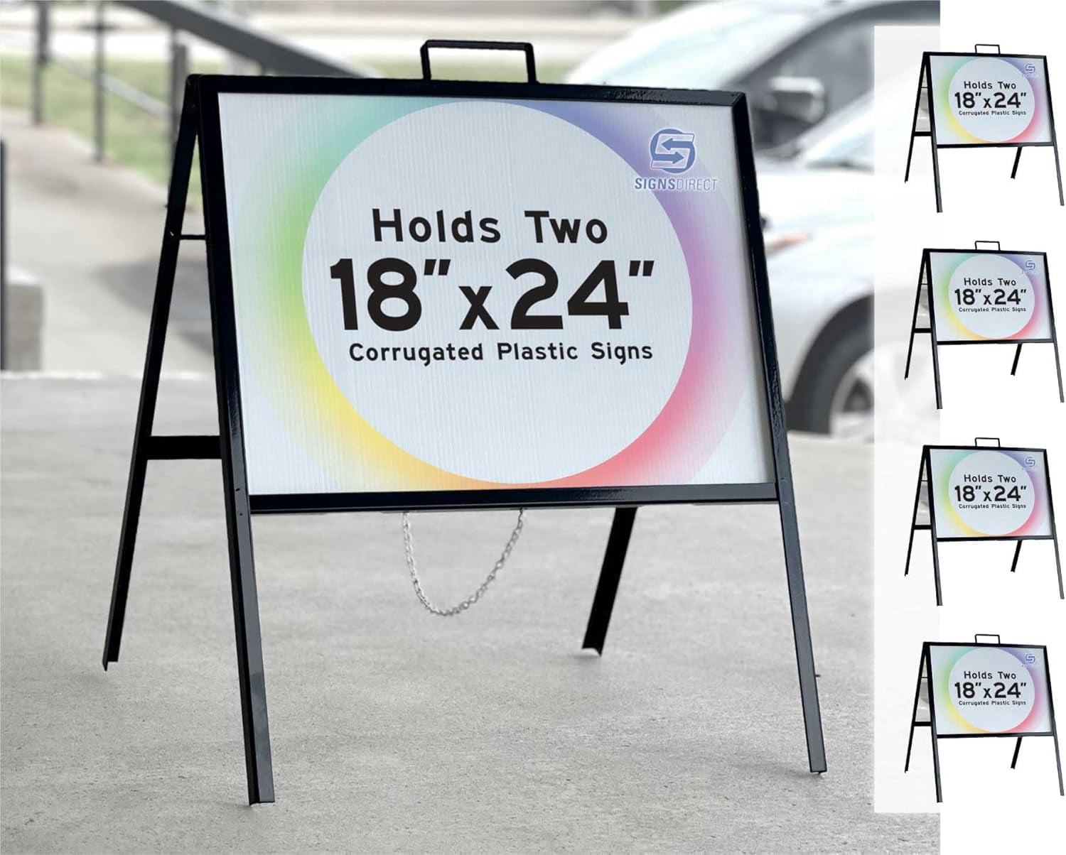 4-Pack of Top Handle Metal A-Frame Sidewalk Sign Stands for 24"x18 ...