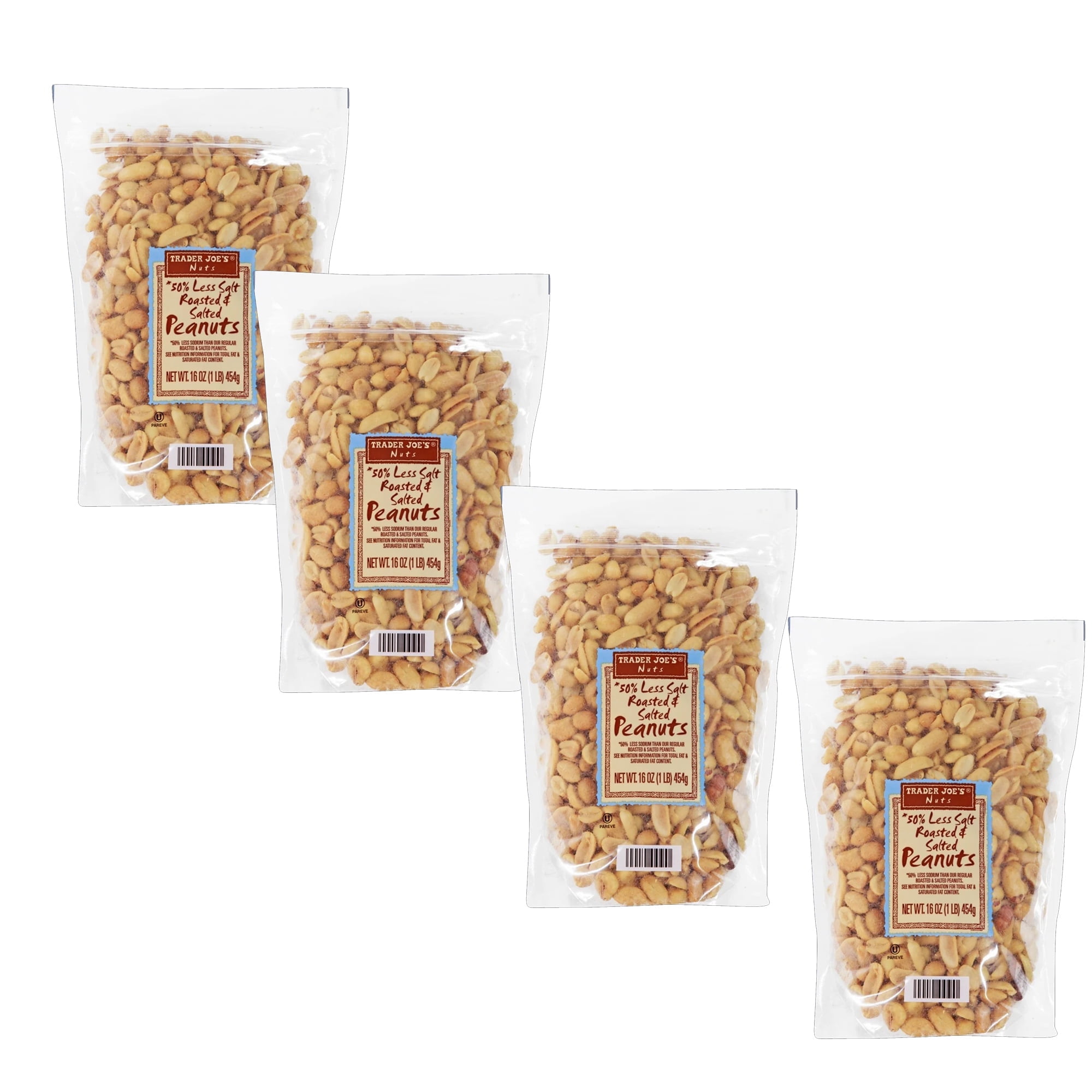 4 Pack of Trader Joe’s - 50% Less Salt Roasted & Salted Peanuts | 1Lb a ...