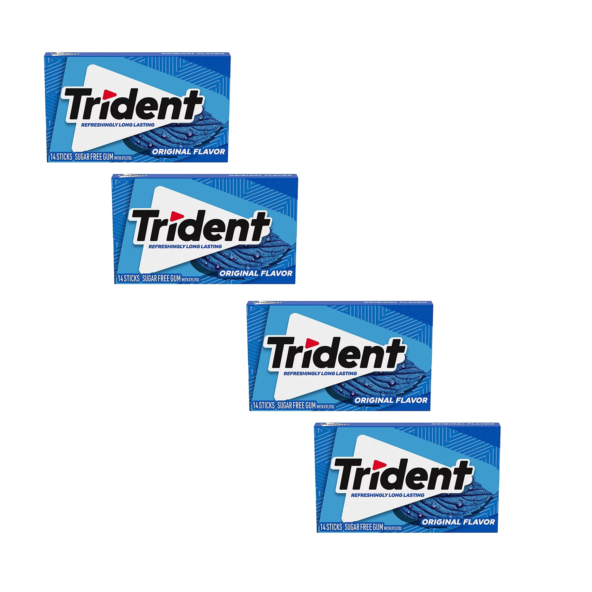 4 Pack of Trident Sugar Free Chewing Gum - Mint Bliss | 14 Pieces Per ...