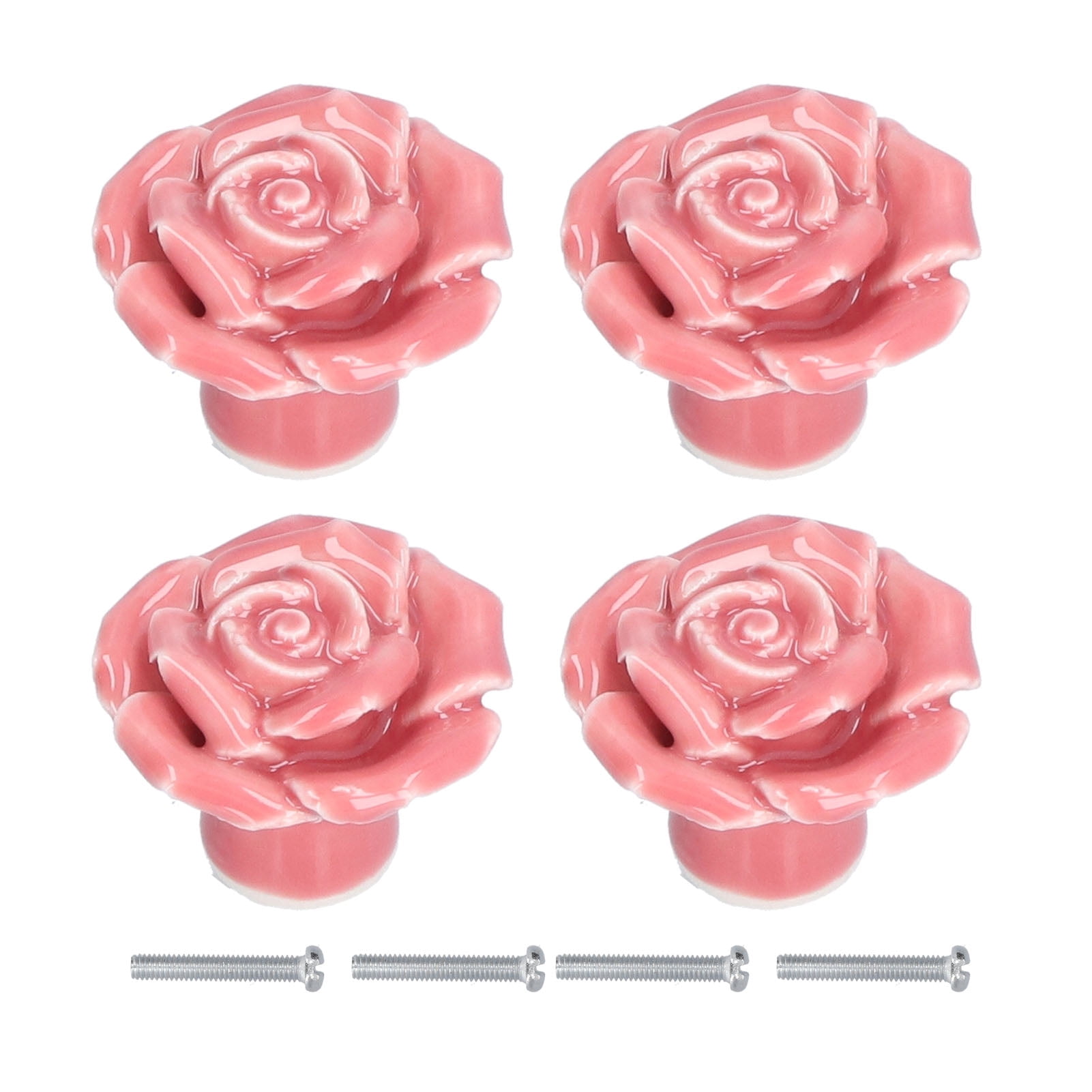 4 Pack red Ceramic Elegant Rose Flower Cabinet Knobs, with Mounting ...
