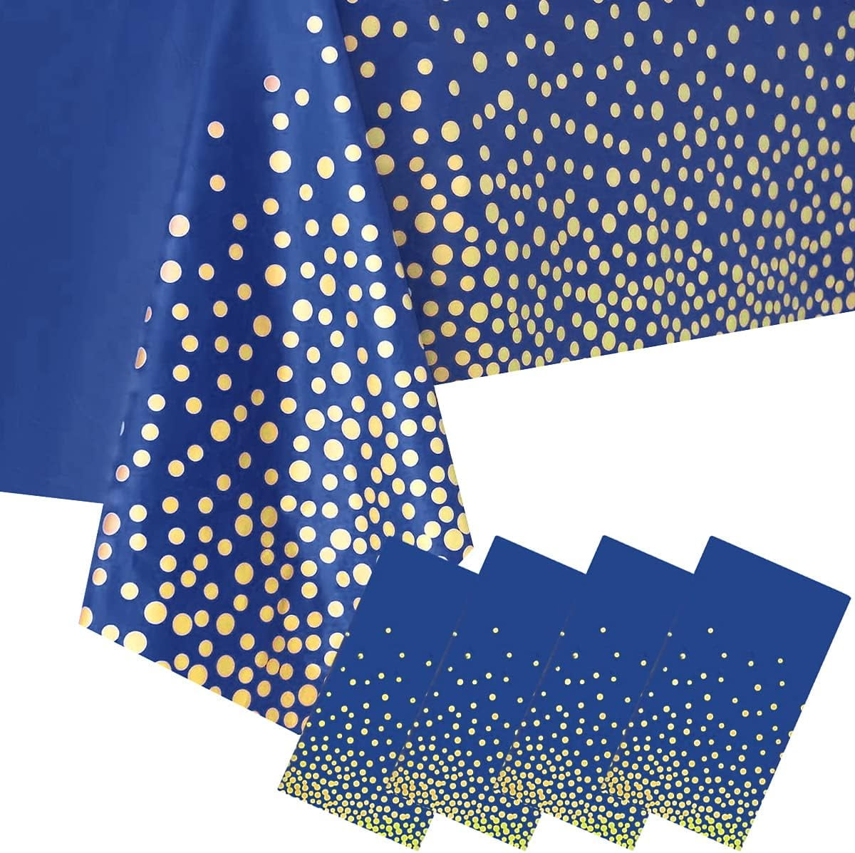 4 Packaging Blue and Gold Plastic Tablecloth, 54 inch x108 inch ...