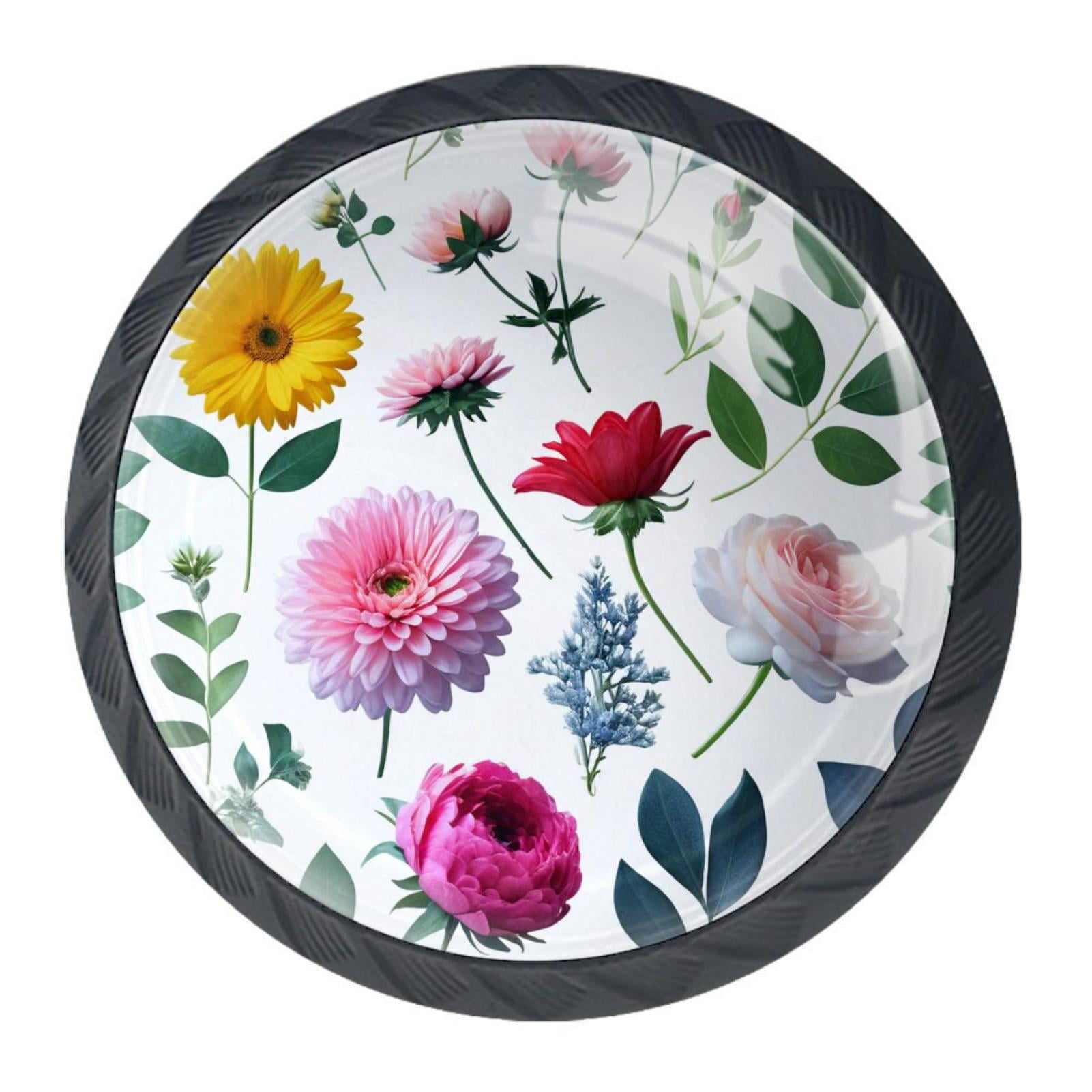 4 PackedFlowers roses peony，Cabinet knobs,Door knob,Drawer pulls and ...