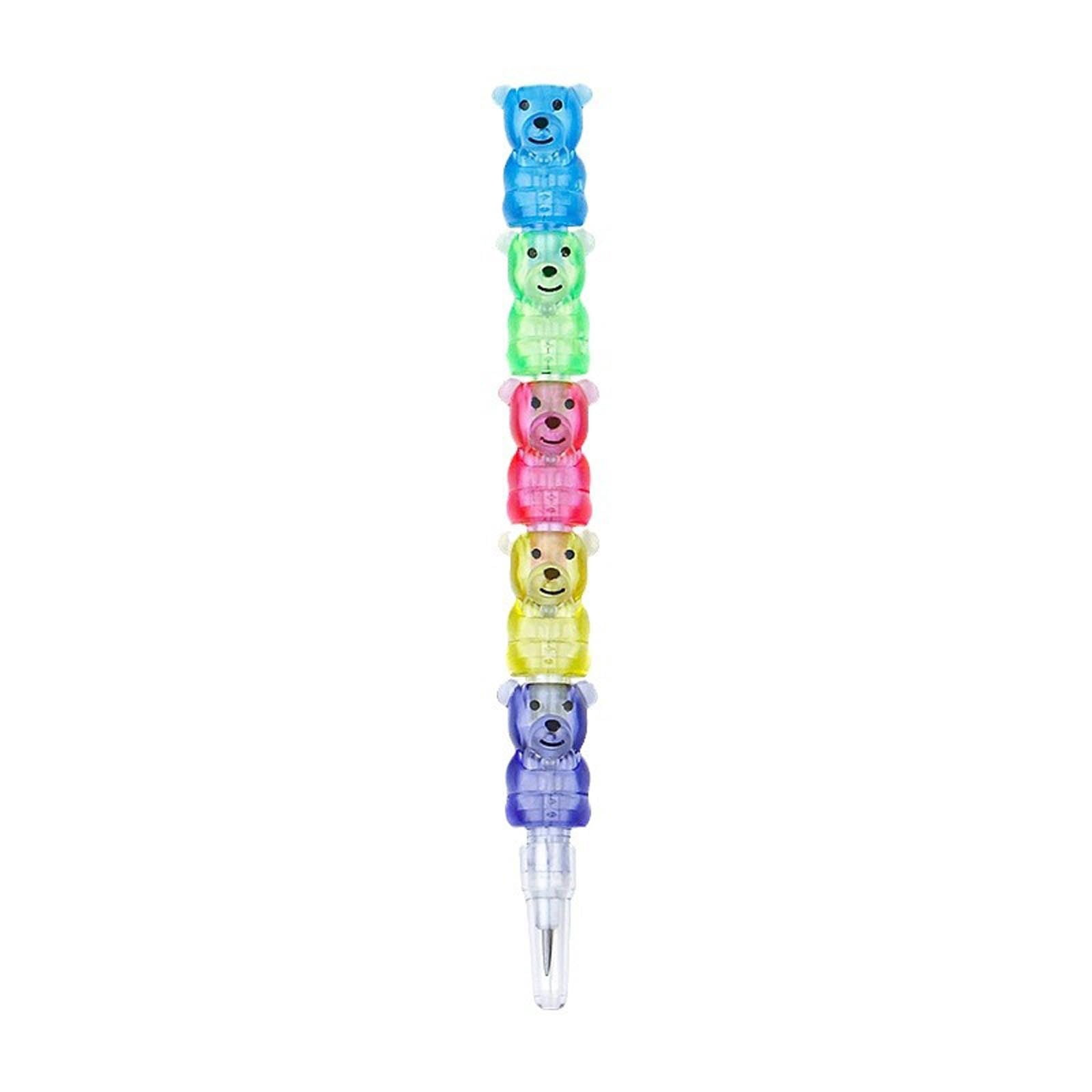 4 Packs 10pcs Stackable Bear Pencil Set with Heart Cards, Valentine's ...