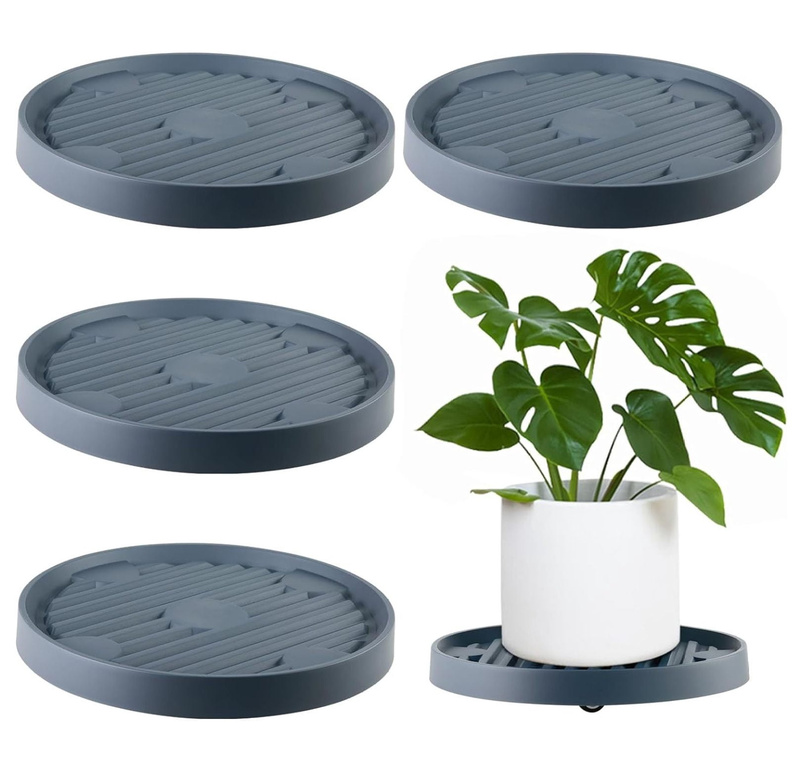 4 Packs 12" Plant Caddy with Hidden Wheels Rolling Plant Stands Heavy ...
