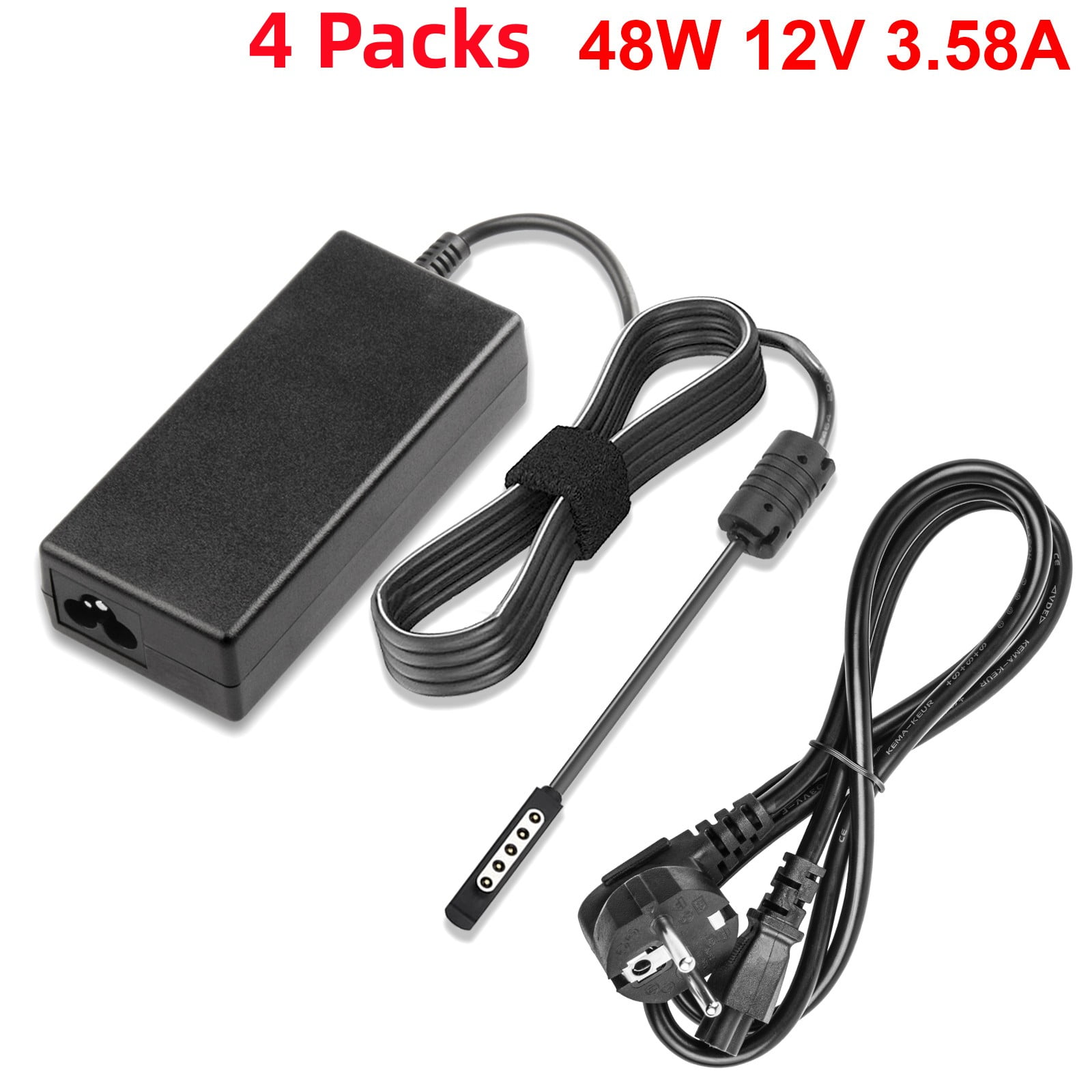 4 Packs 12V 3.58A Adapter for Microsoft Surface Pro 1 & 2 RT 1601 1536 ...