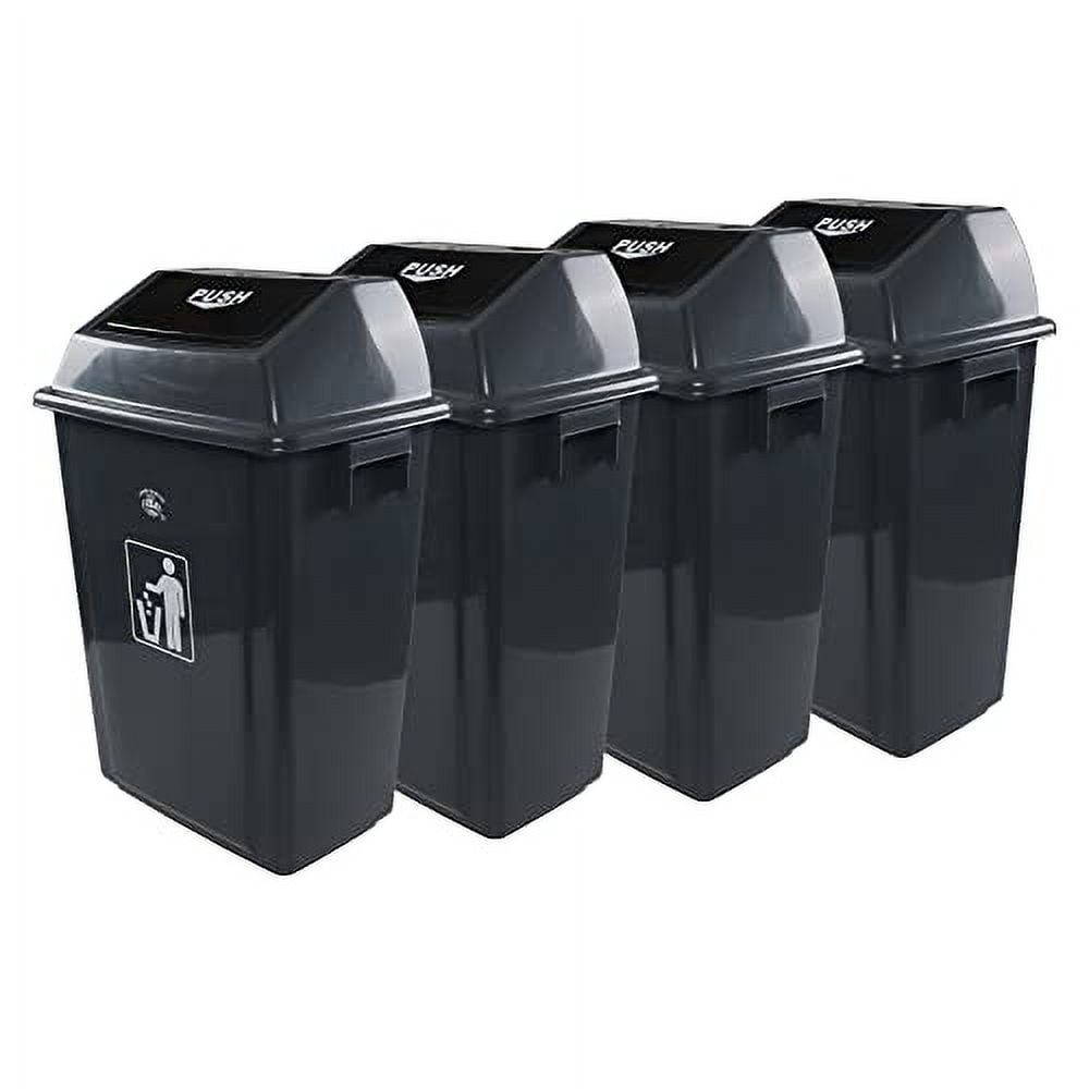 4 Packs 13 Gallon Kitchen Trash Can, Plastic Swing-Top Trash Bin, Gray ...