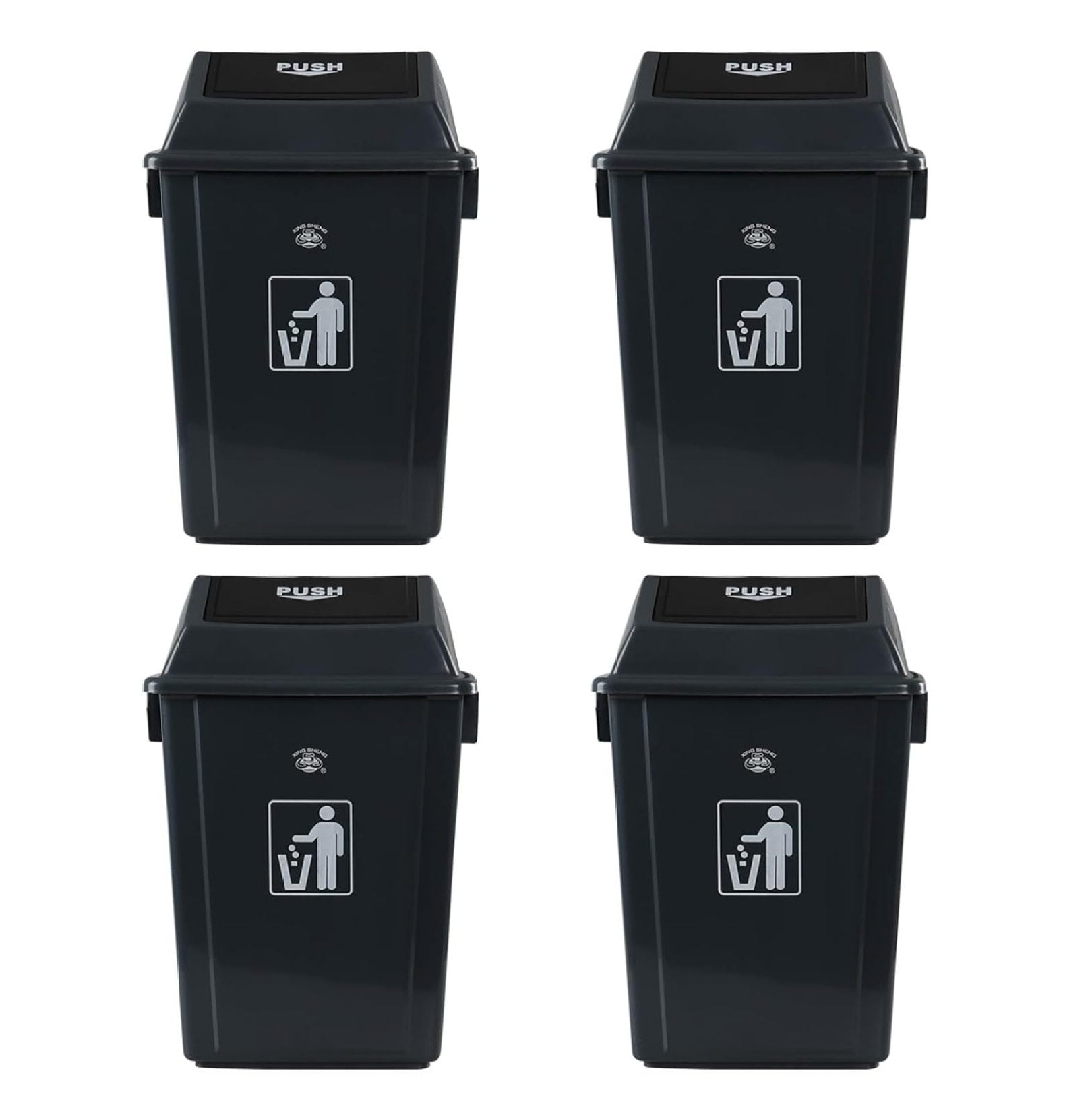 4 Packs 13 Gallon Kitchen Trash Can with Swing Lid, Large Plastic ...