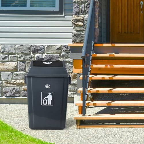 4 Packs 13 Gallons Large Trash Can with Lid, Plastic Garbage Bin for ...