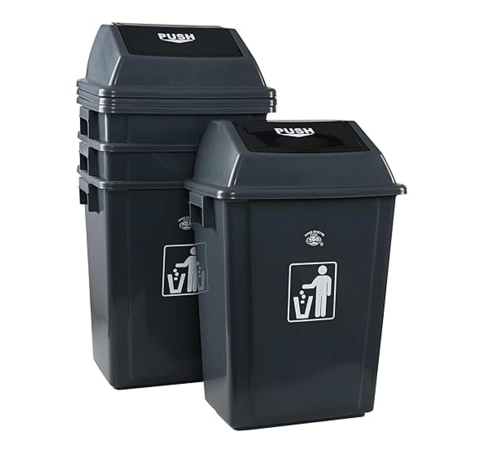 4 Packs 13 Gallons Large Trash Can with Lid, Plastic Garbage Bin for ...