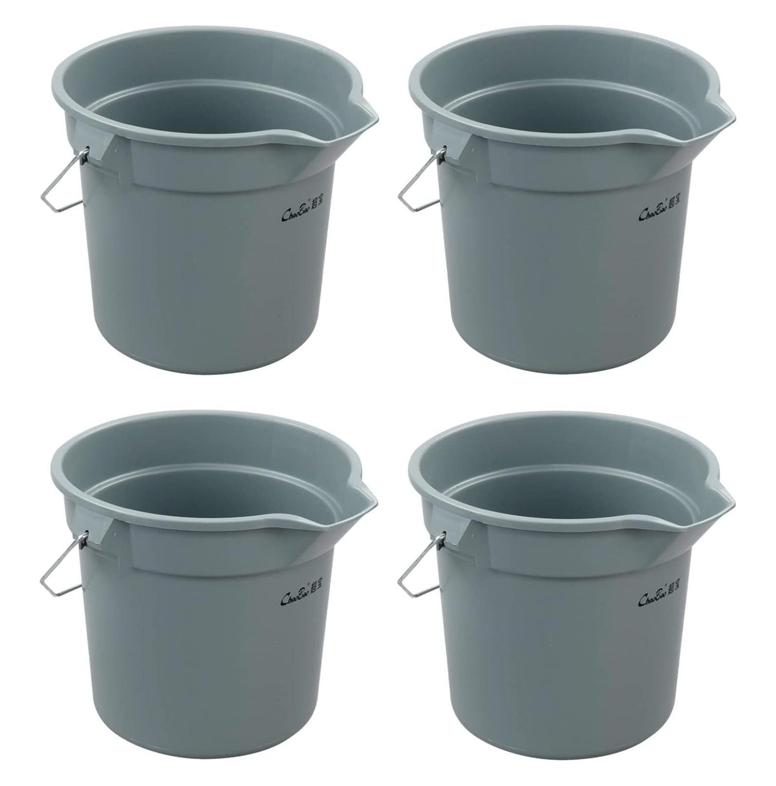 4 Packs 14 Quart Cleaning Pail, Heavy Duty Round Utility Pail, Gray ...