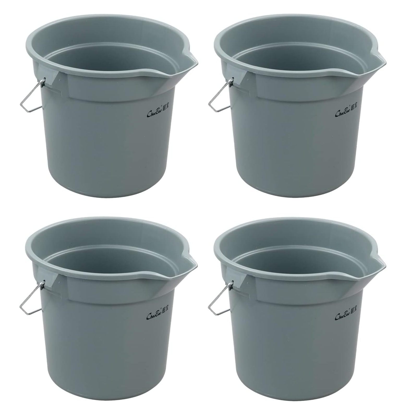 4 Packs 14 Quart Cleaning Pail, Heavy Duty Round Utility Pail, Gray ...