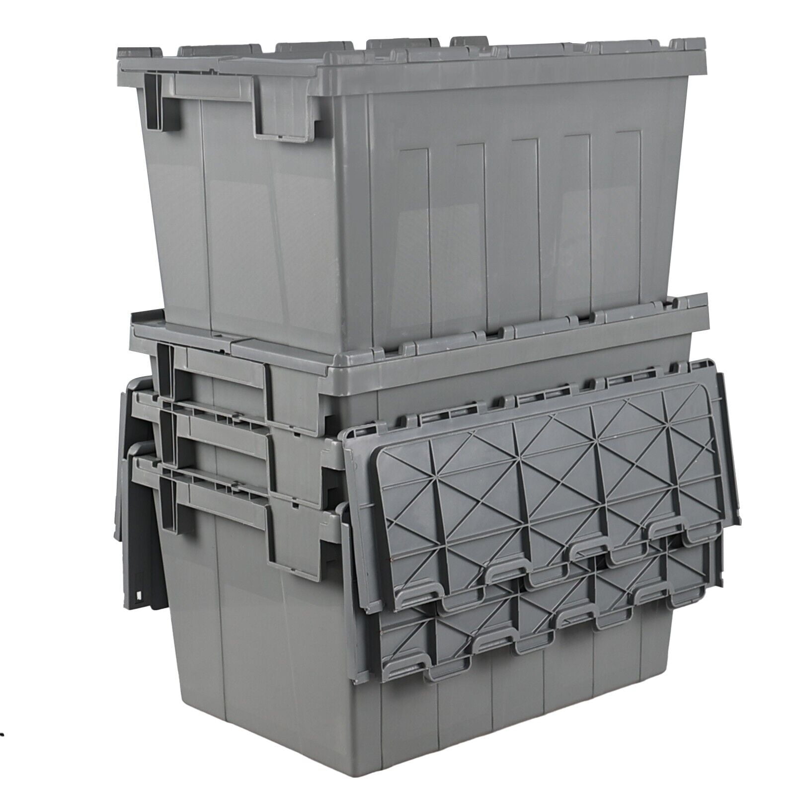 4-Packs 15 Gal Commercial Heavy-Duty Plastic Storage Tote w/ Hinged ...