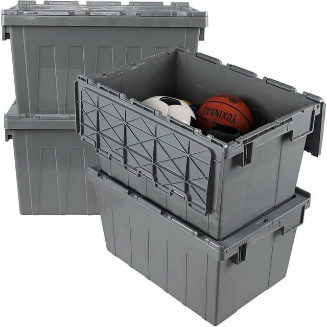 4 Packs 15 Gallon Heavy-Duty Flip Top Plastic Storage Bins, Commercial ...