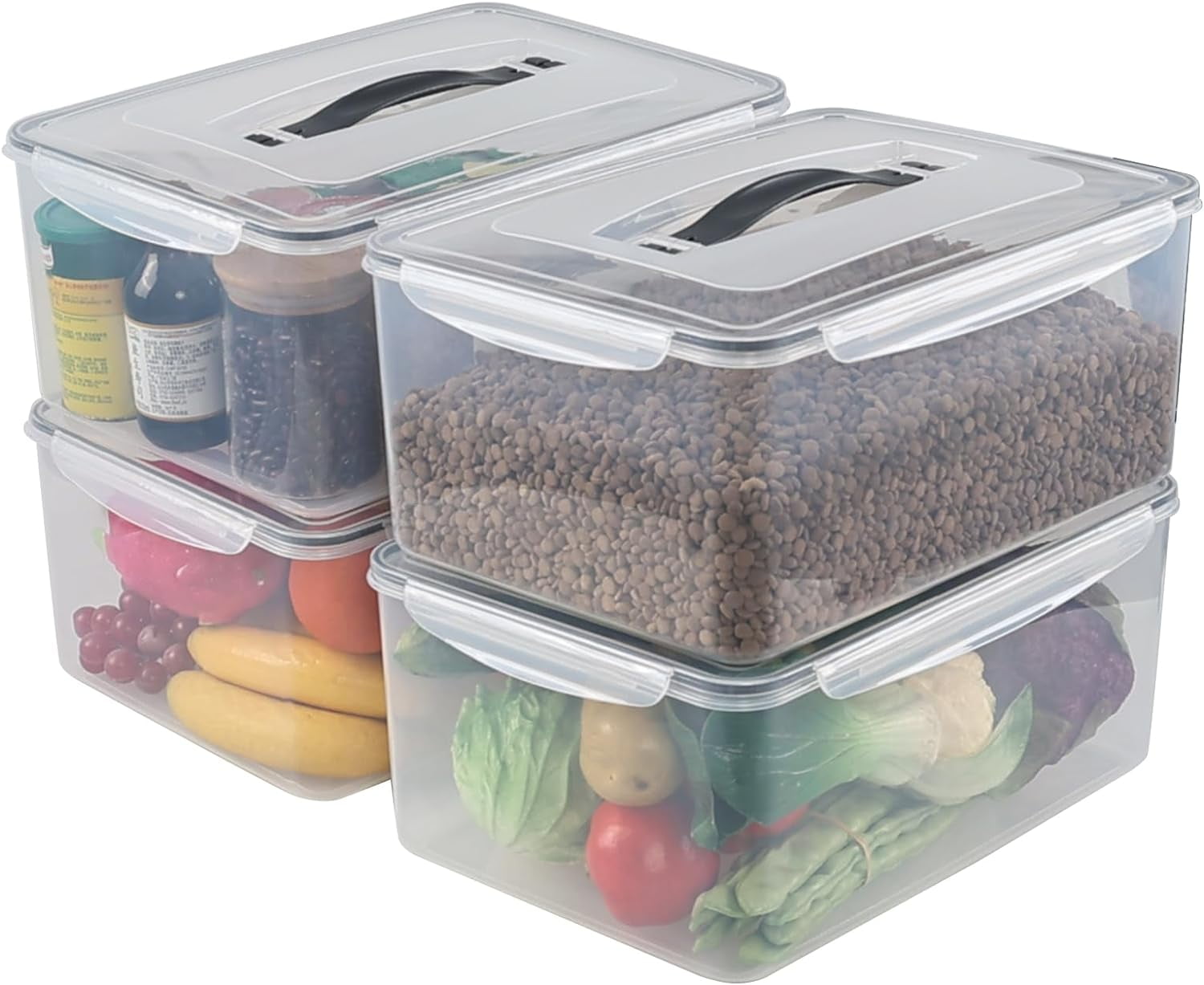 4 Packs 16 L Large Airtight Food Storage Containers with Silicone ...