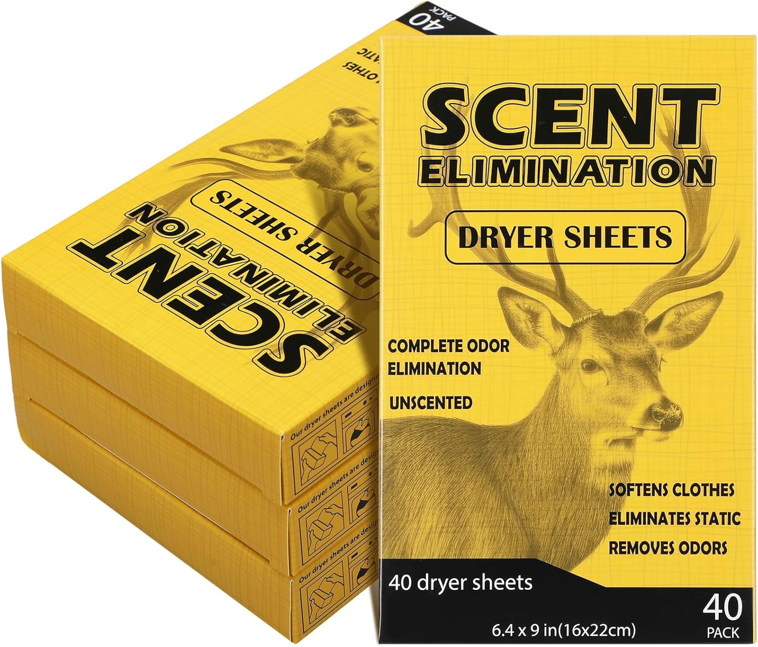 4 Packs 160 Sheet Scent Elimination Dryer Sheets for Hunting Scent Free ...