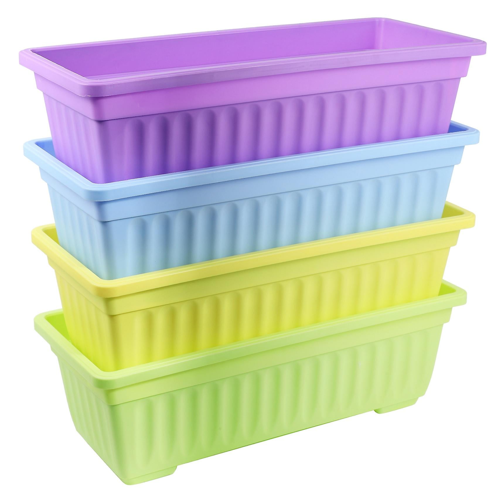 4 Packs 17 Inches Flower Box Plastic Vegetable Planters for Windowsill ...