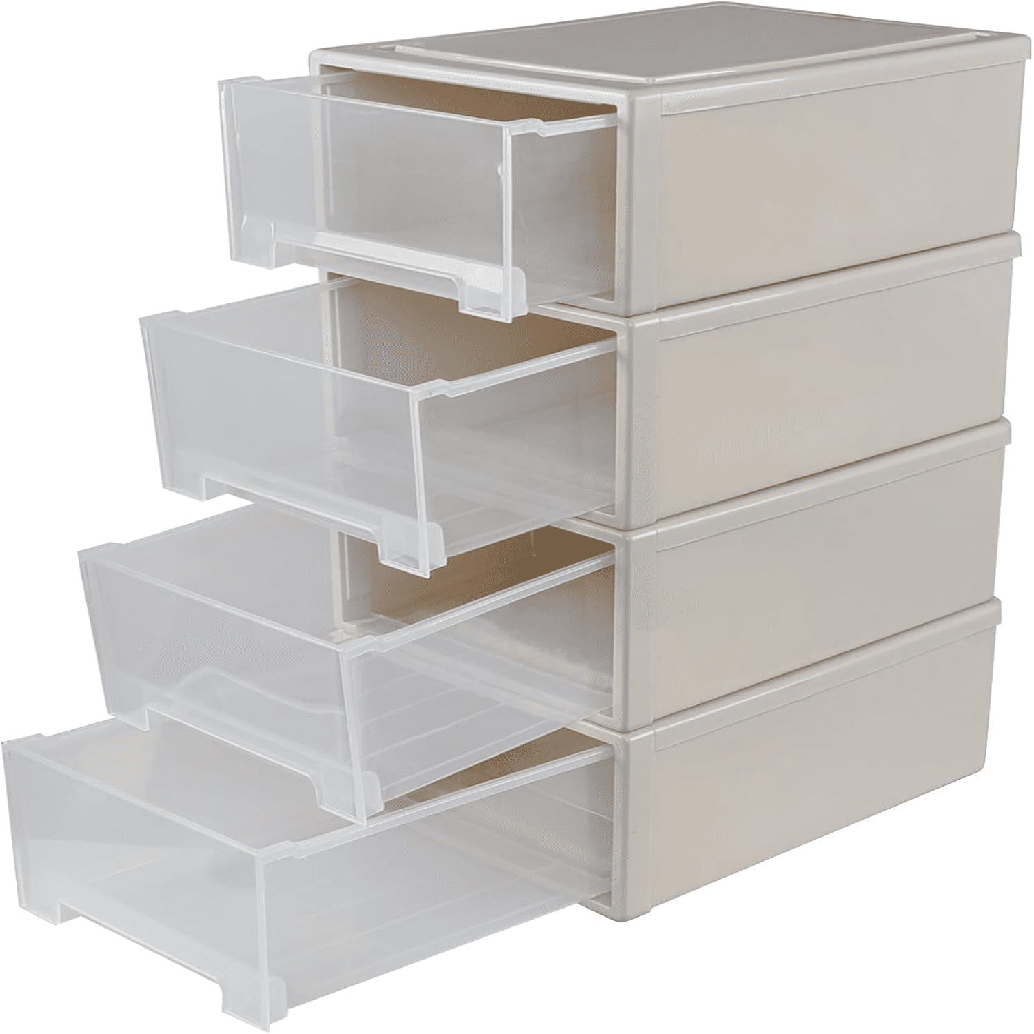 4 Packs 18 Quart Plastic Stacking Storage Drawers Large Stackable ...