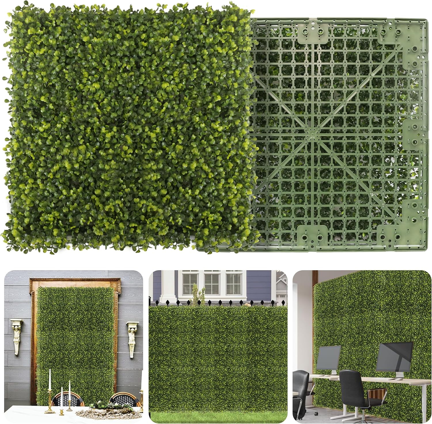4 Packs 18"x18" Artificial Boxwood Grass Wall Panel Topiary Hedge Plant ...