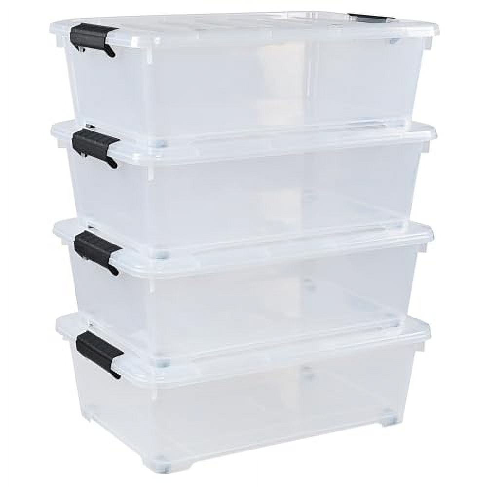 4 Packs 20 Quart Plastic Under Bed Storage Container with Lids and ...