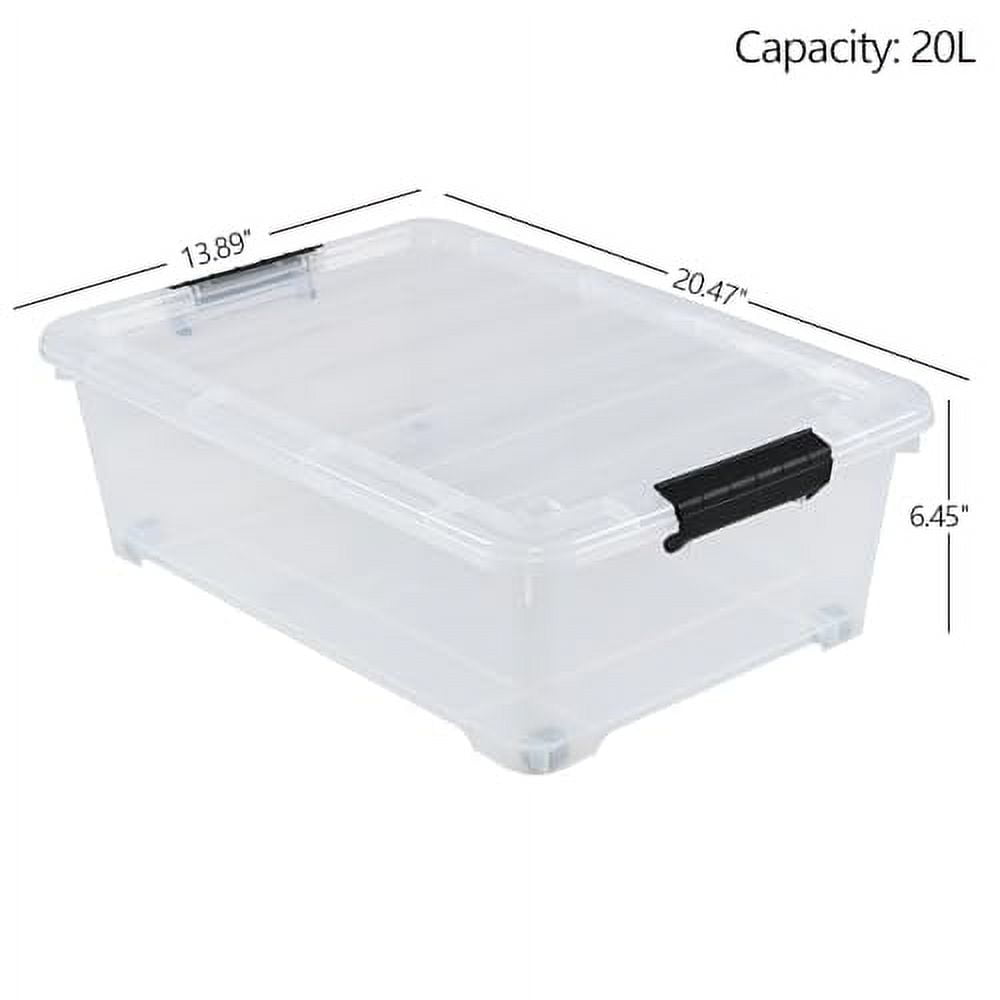 4 Packs 20 Quart Plastic Under Bed Storage Container with Lids and ...