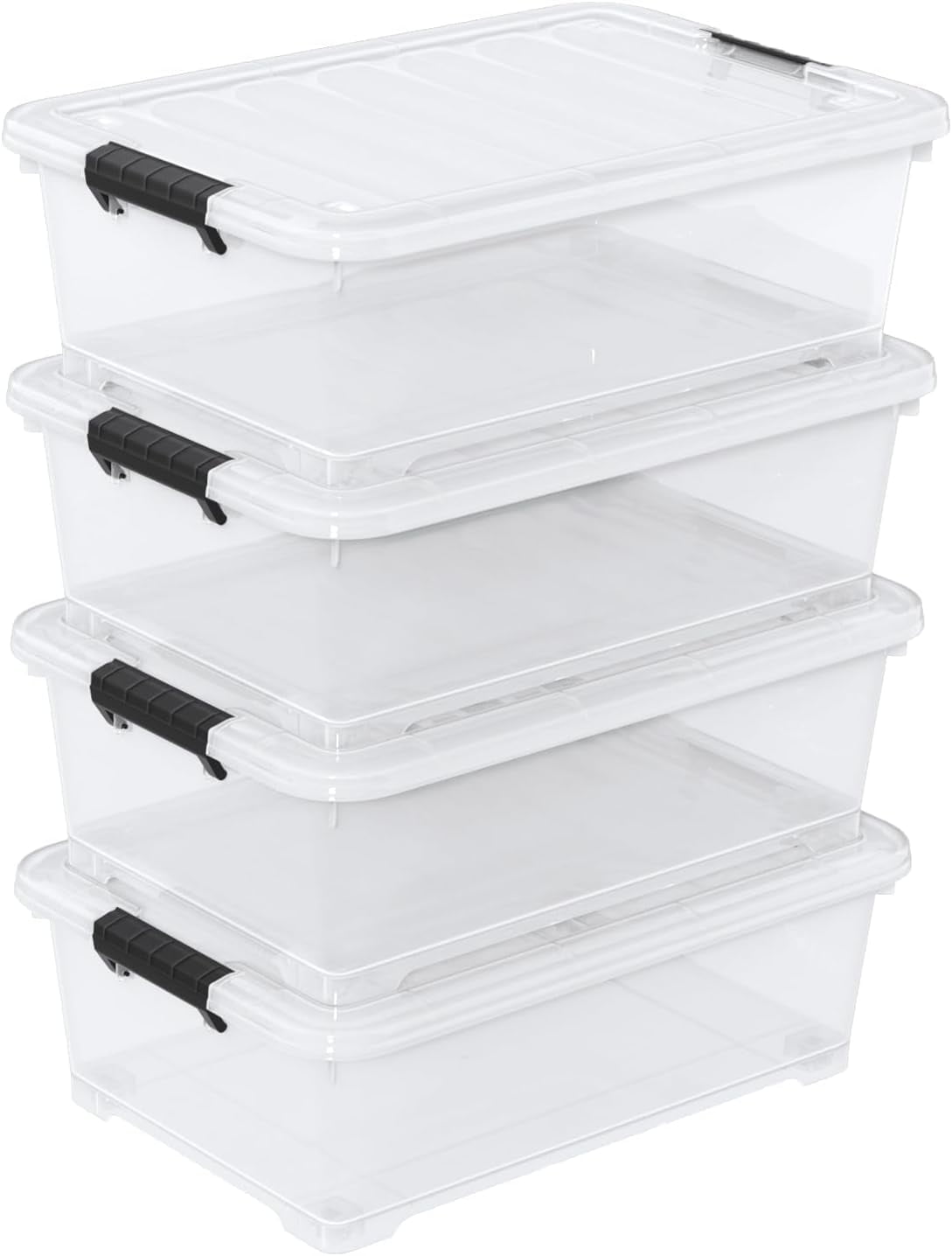 4 Packs 20 Quarts Under Bed Plastic Storage Bins with Lids, Clear ...