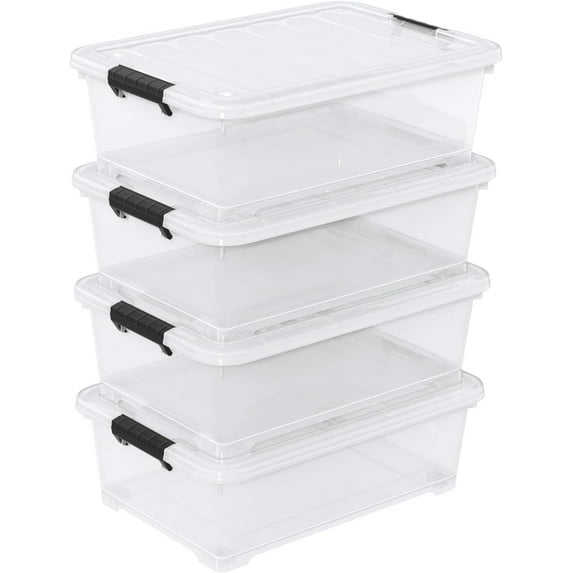 4 Packs 20 Quarts Under Bed Plastic Storage Bins with Lids, Clear ...