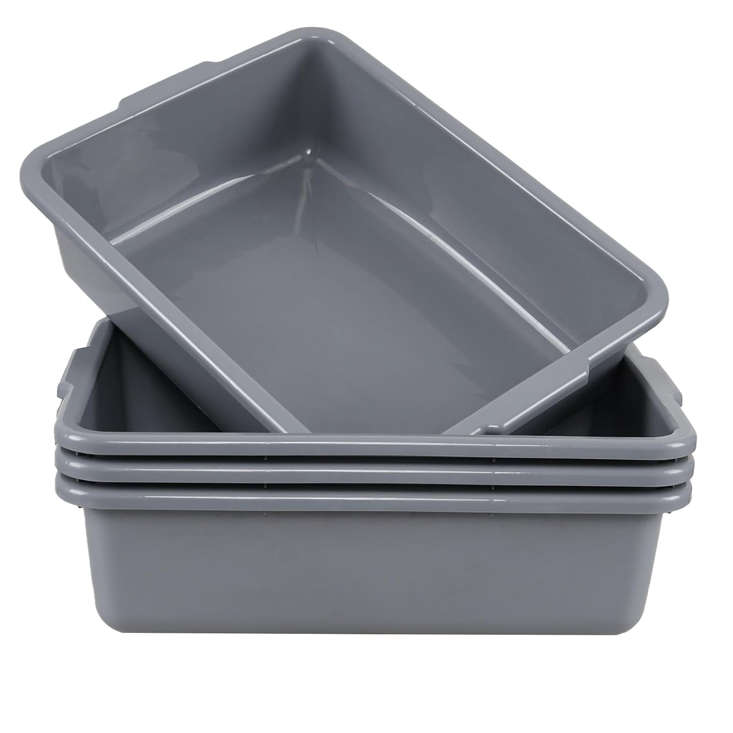 4 Packs 23 L Plastic Bus Tubs, Commercial Bus Box Bins, Gray - Walmart.com