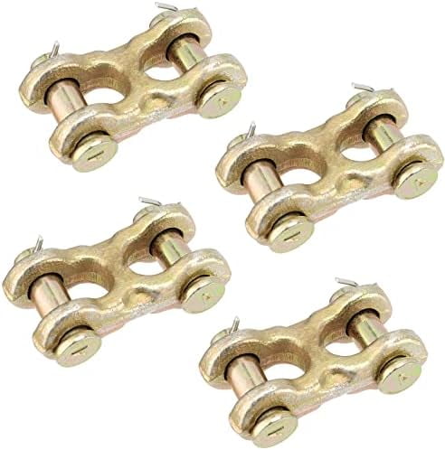 4 Packs 3/8 Inch Twin Clevis Link, Zinc Plated G70 Forged Safety Chain ...