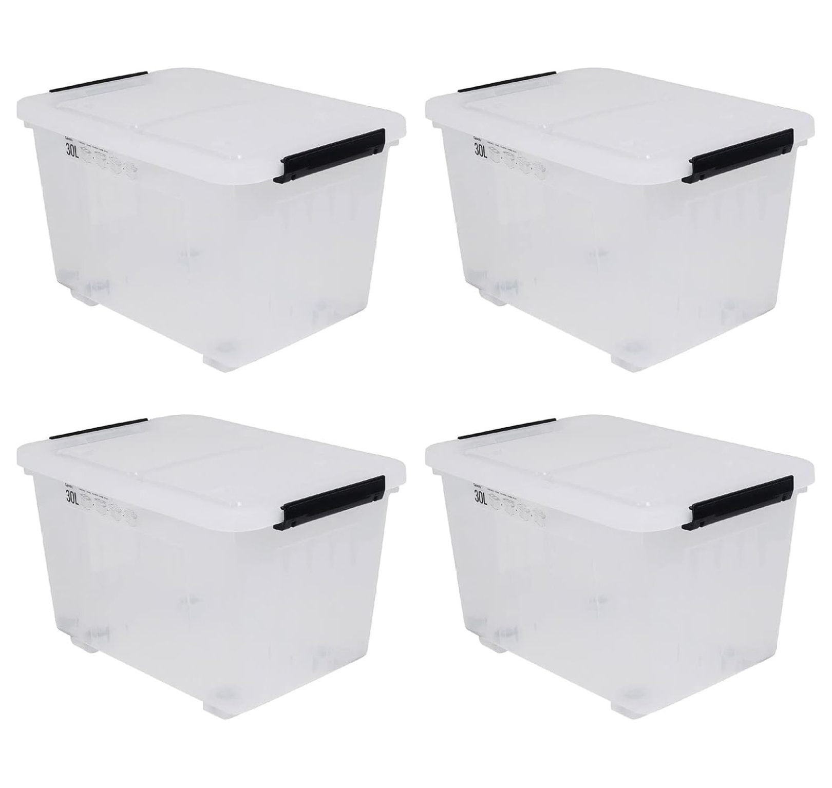 4 Packs 30 Liter Clear Large Storage Boxes Container with Lids and ...