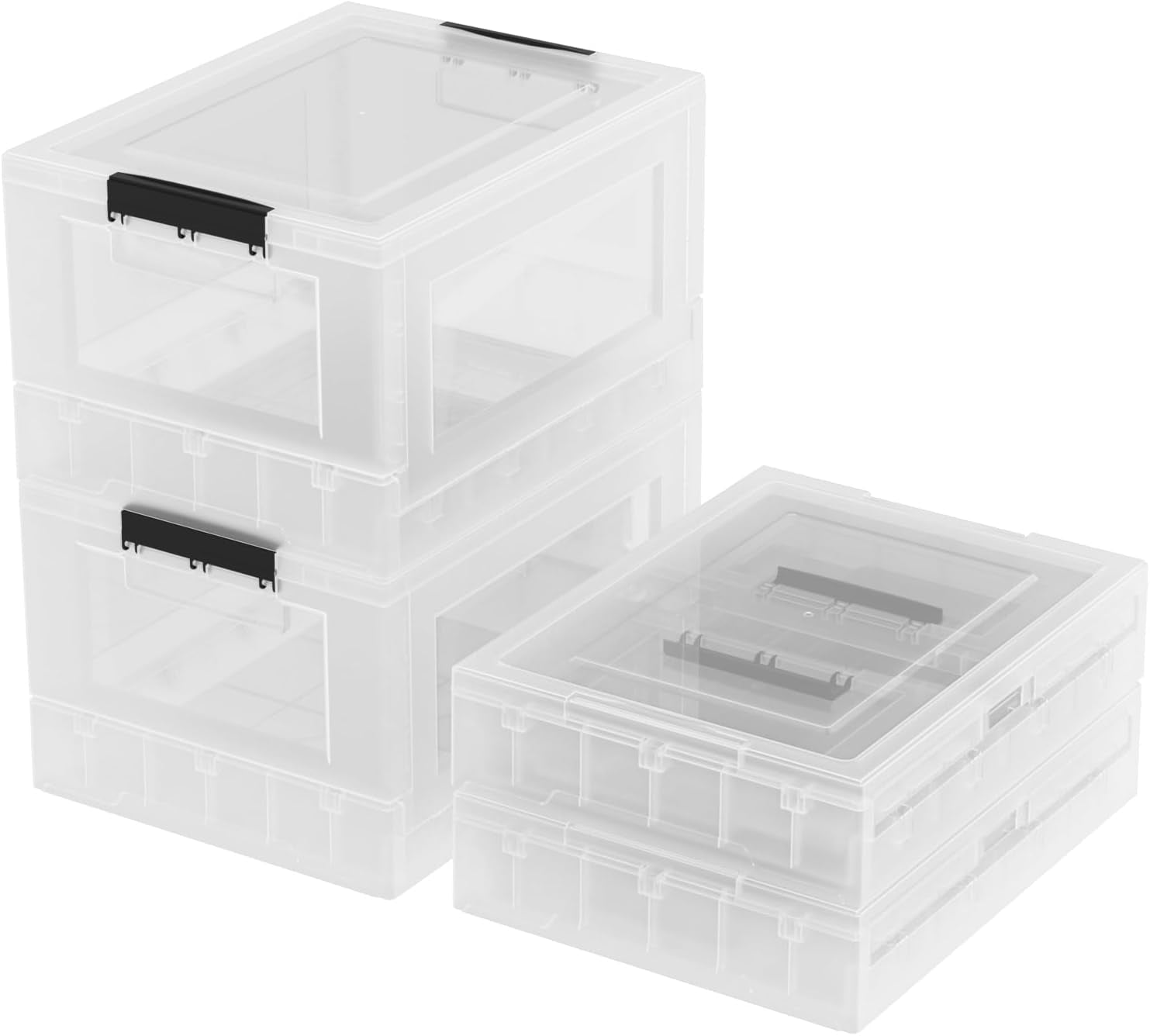 4 Packs 30L Collapsible Storage Bin, Folding Storage Containers with ...