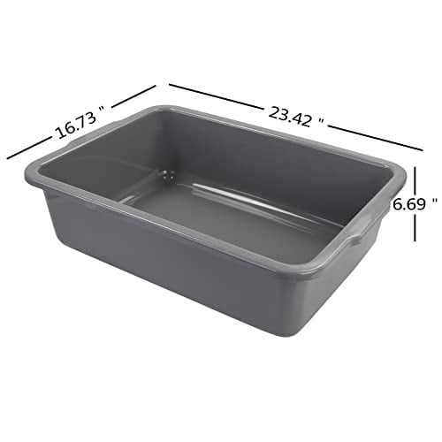 4 Packs 32 L Large Plastic Bus Tubs, Commercial Bus Tray Box, Grey ...