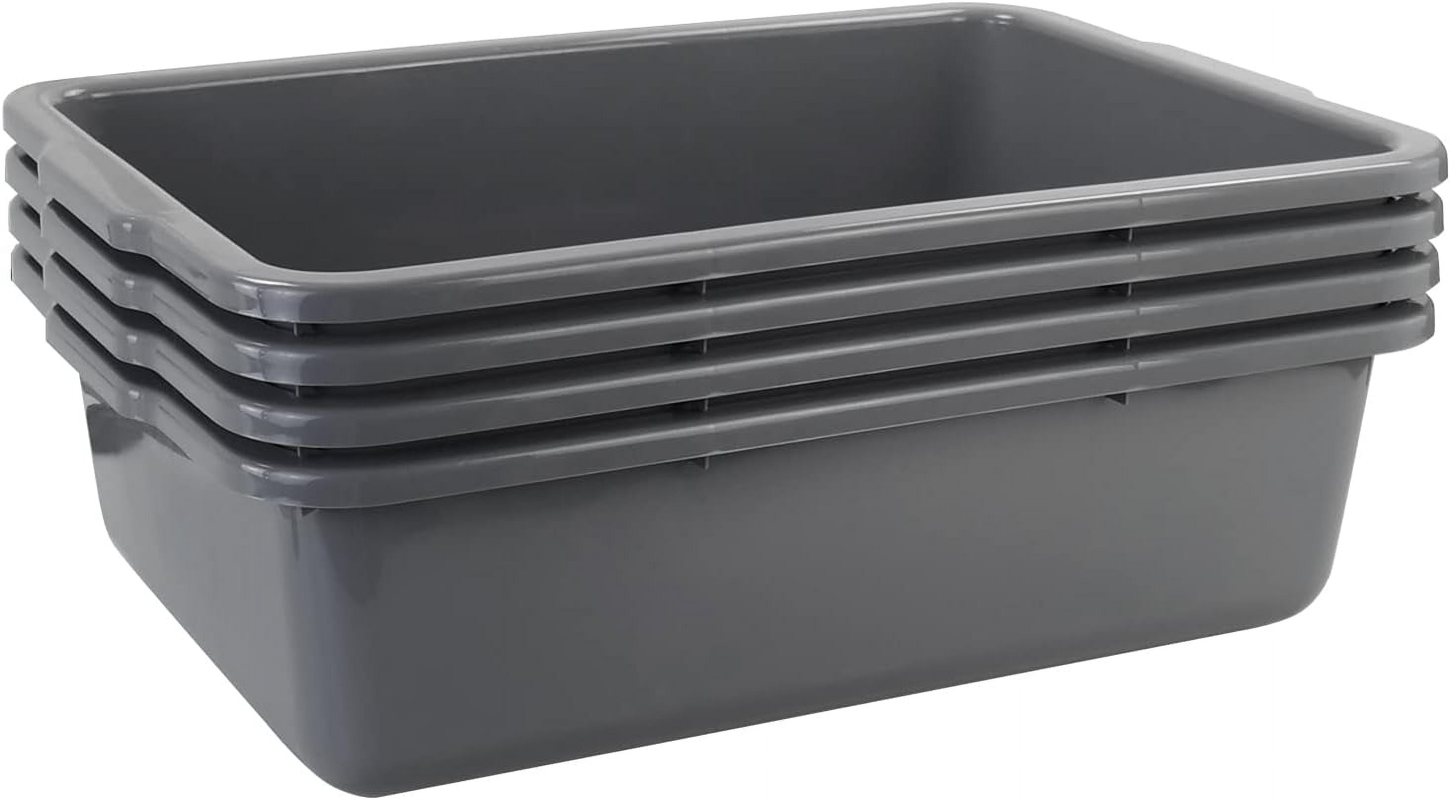 4 Packs 32 L Large Plastic Bus Tubs, Commercial Bus Tray Box, Grey ...