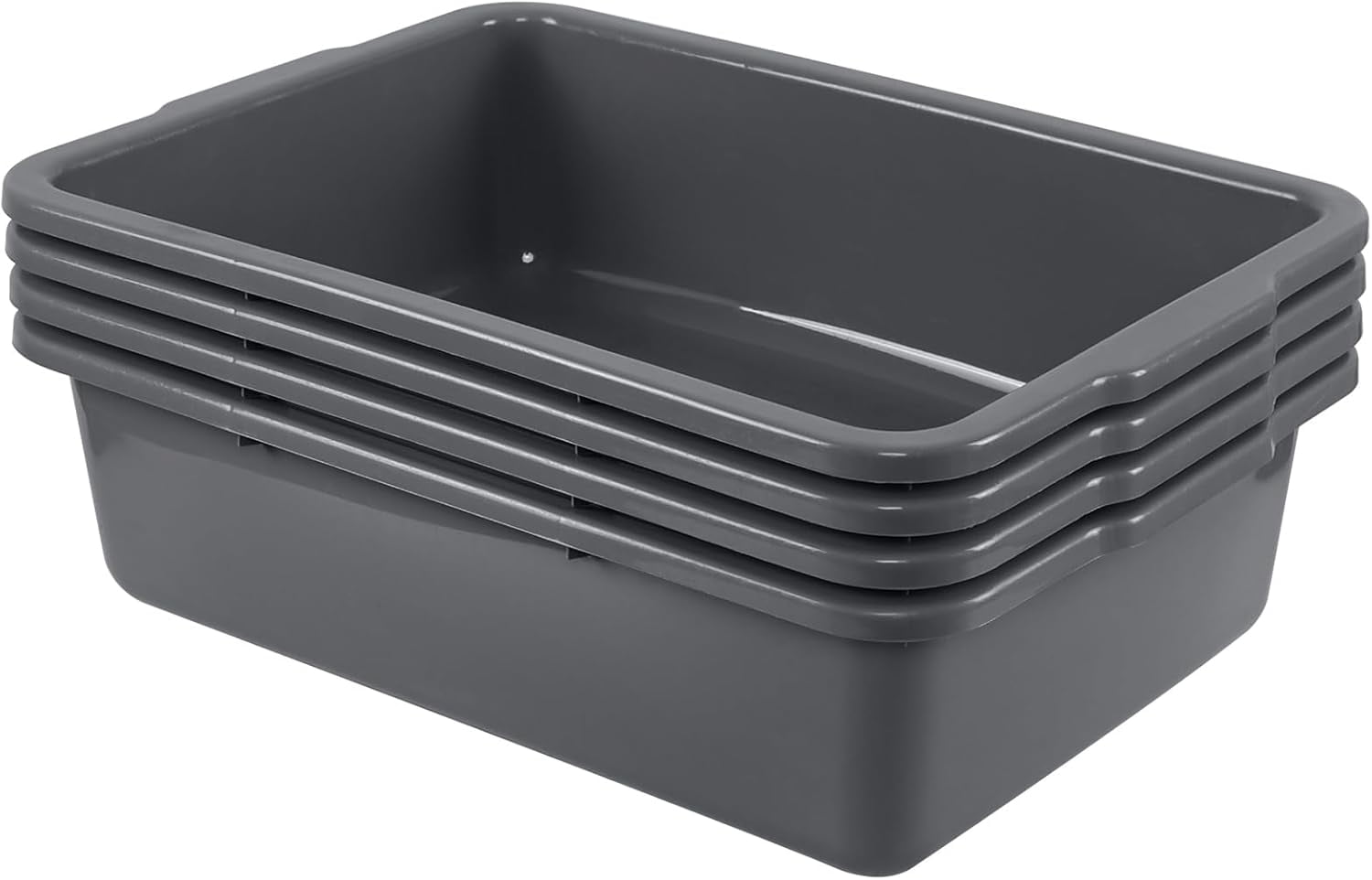 4 Packs 35 L Large Plastic Commercial Bus Tub, Utility Bus Box, Gray ...