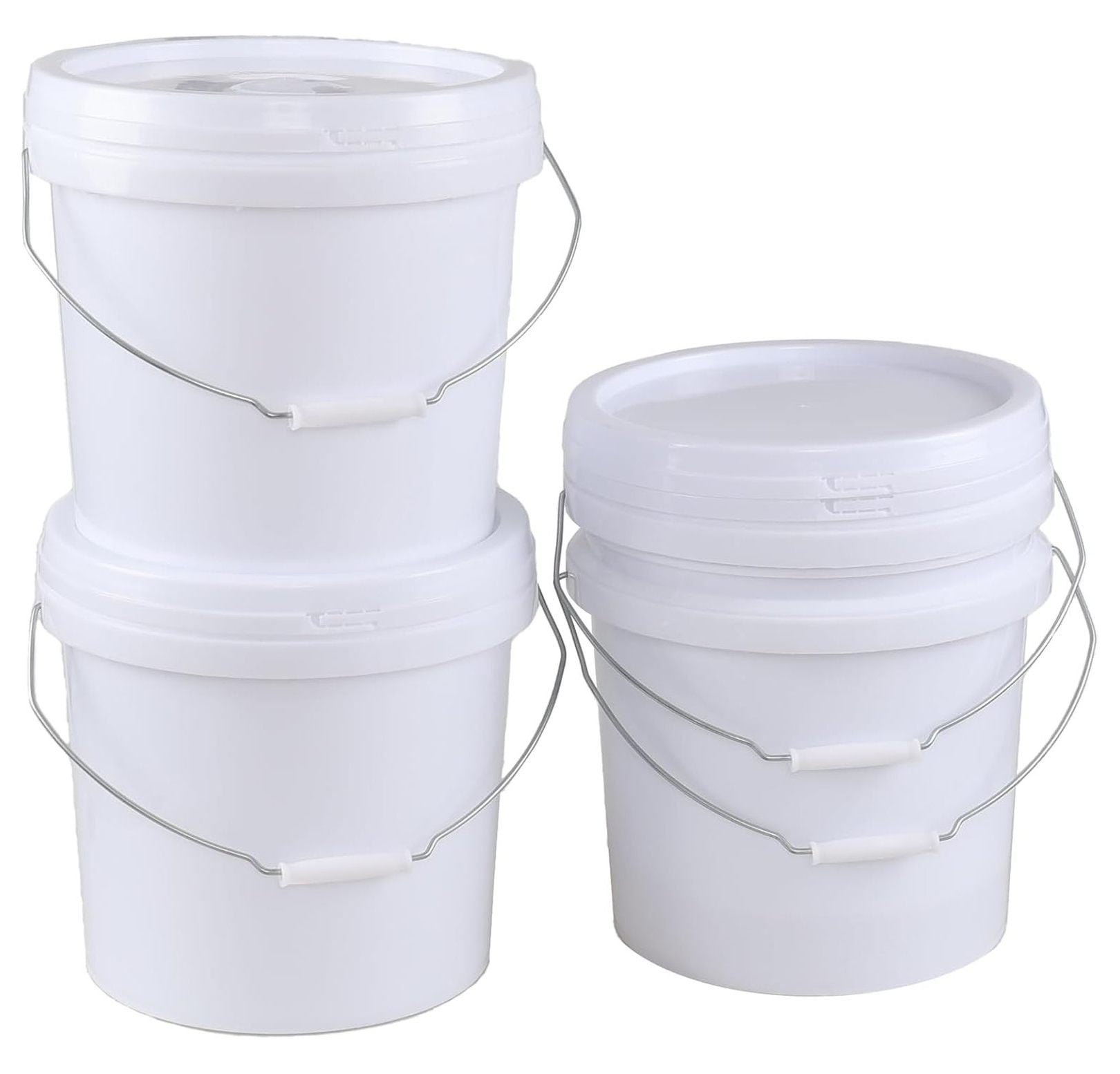 4 Packs 4 Gallon Plastic Storage Bucket Food Grade, Round Bucket with ...