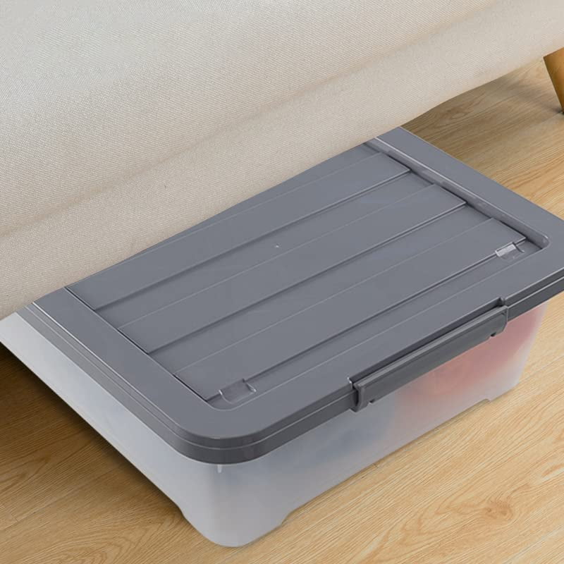 4 Packs 40 Quart Wheeled Under Bed Boxes, Clear Plastic Underbed ...