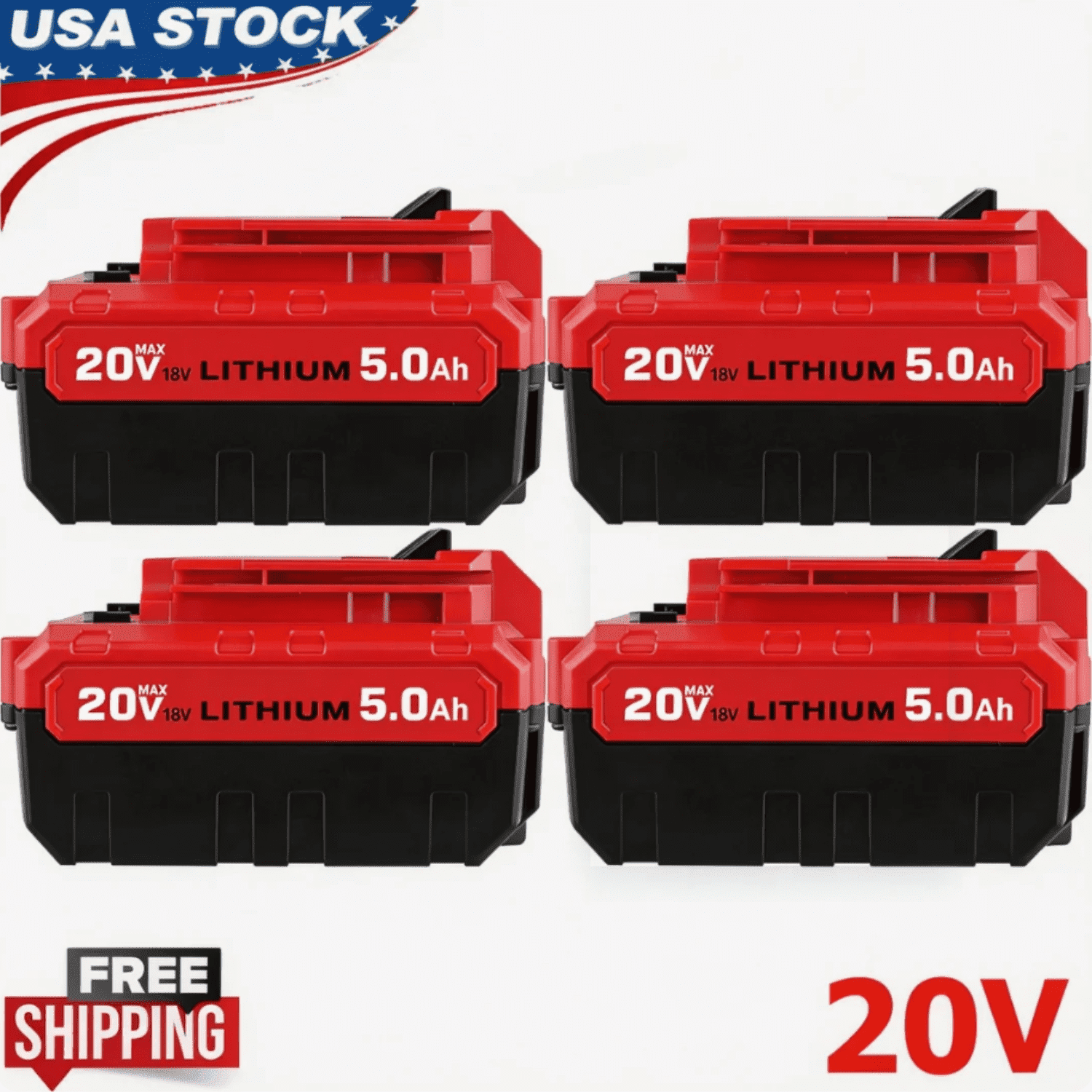 4 Packs 5.0Ah 20V Max PCC685L Lithium Replacement Battery for Porter ...