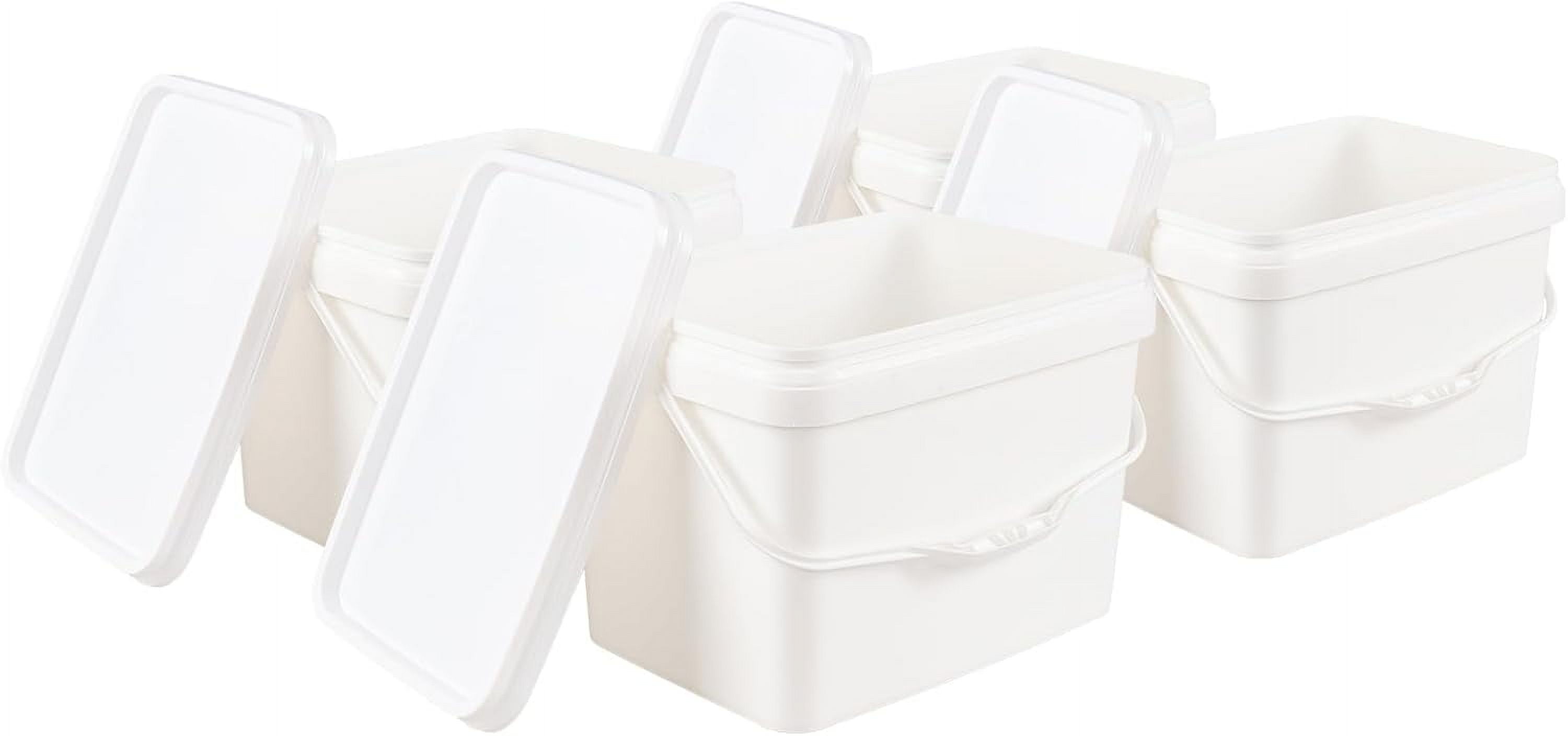 4 Packs 5 Gallon Plastic Rectangular Food Buckets with Sealed Lid, Food ...