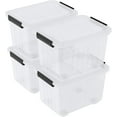 4 Packs 50 L Plastic Latching Box with Wheels, Clear Organizer ...