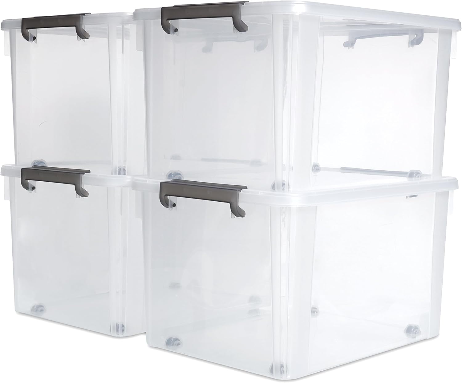 4 Packs 58 Quart Plastic Storage Bins with Lids,Clear Storage ...