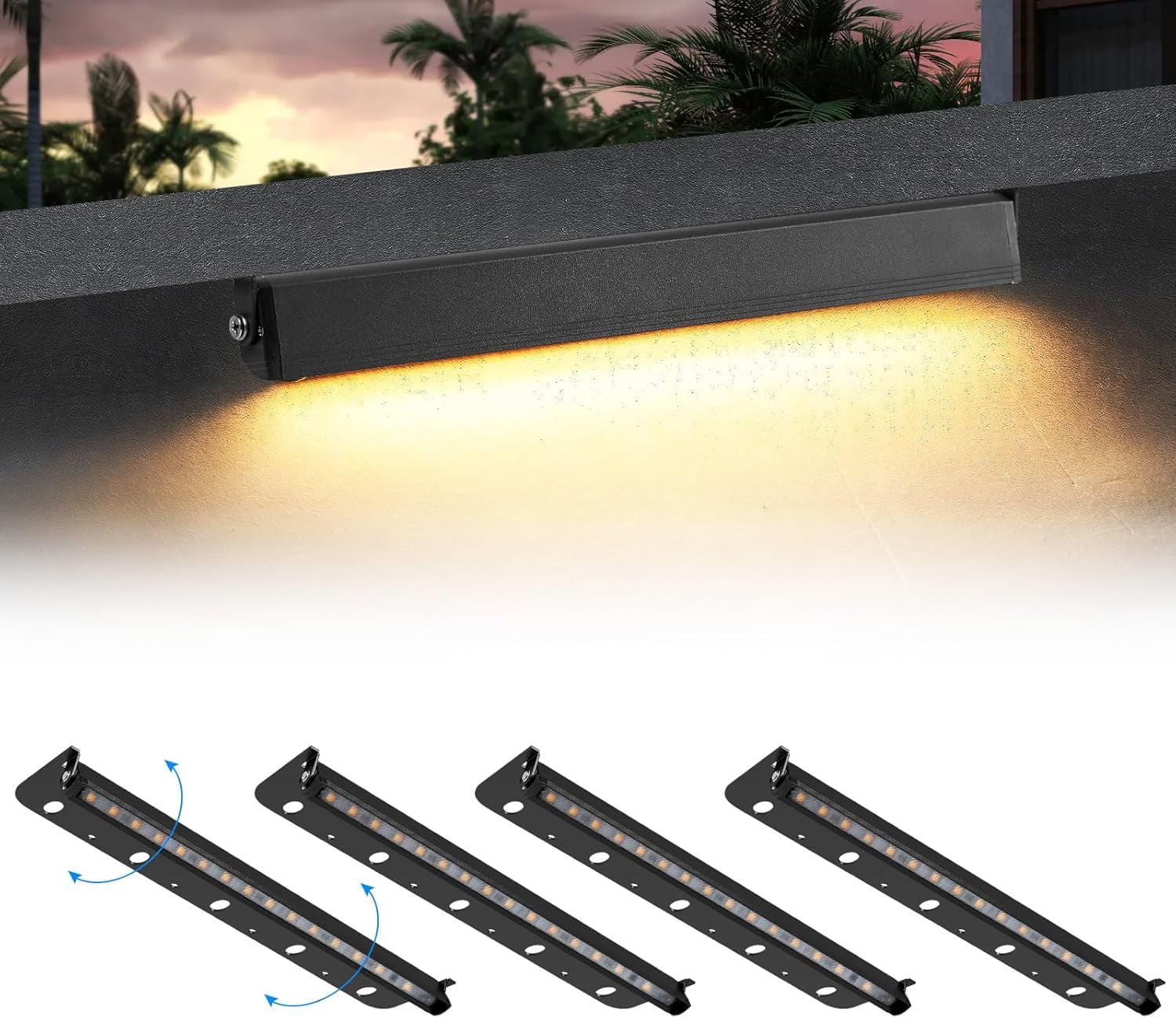 4-Packs 5W 12 Inch LED Hardscape Paver Lighting, 12V AC/DC Low Voltage ...