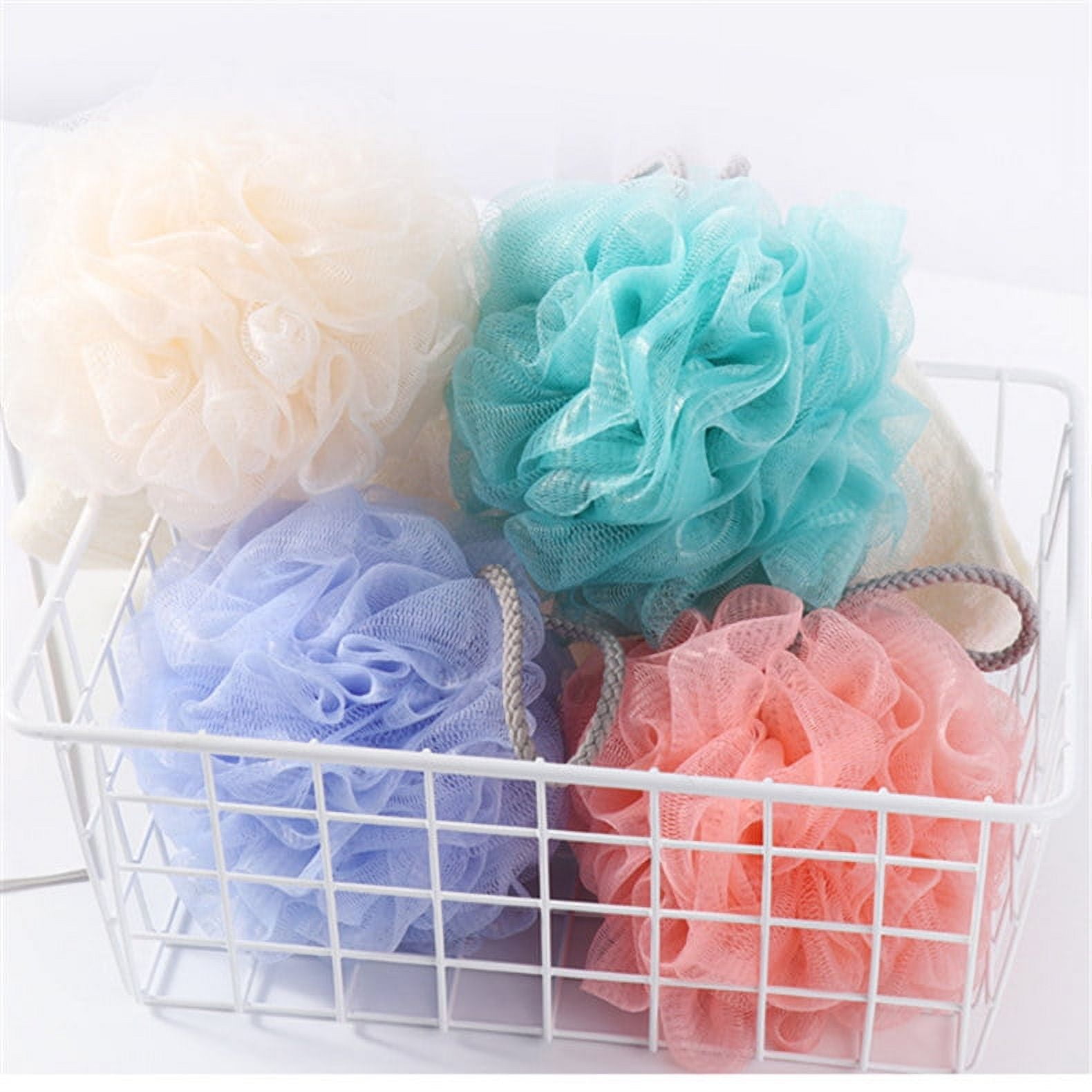 4 Packs 60g Each Bath Shower Loofah Sponge Exfoliating Shower Pouf