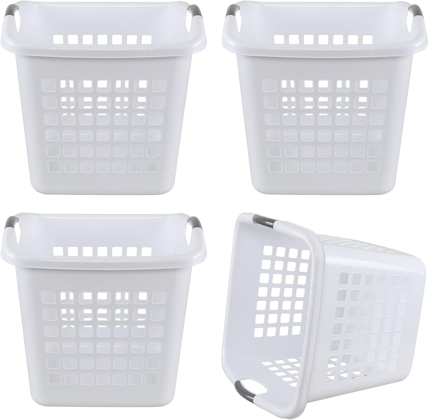 4 Packs 66 L Large Plastic Laundry Basket with Handle, Plastic Laundry ...