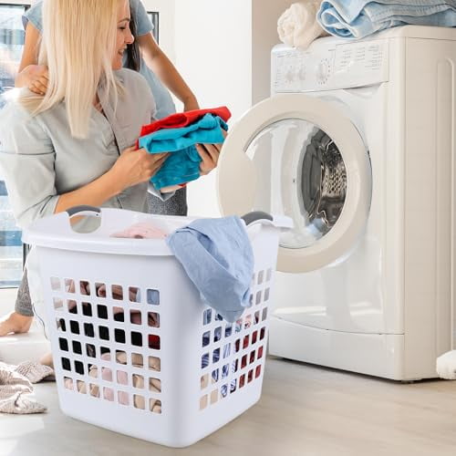 4 Packs 70 L Large Plastic Laundry Basket, Plastic Hamper with Handles ...