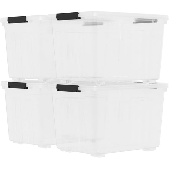 4 Packs 70 L Large Plastic Storage Box, Clear Storage Bin with Wheels - Walmart.com