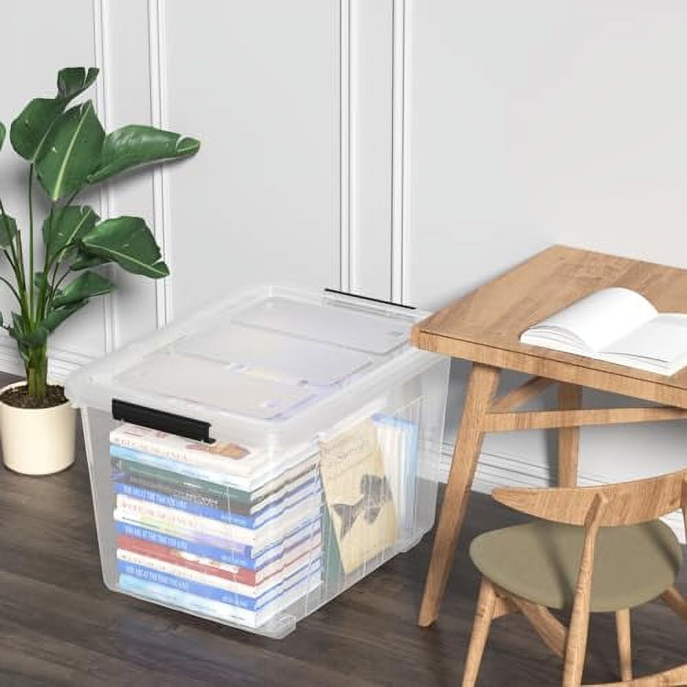 4 Packs 70 L Large Plastic Storage Box, Clear Storage Bin with Wheels ...