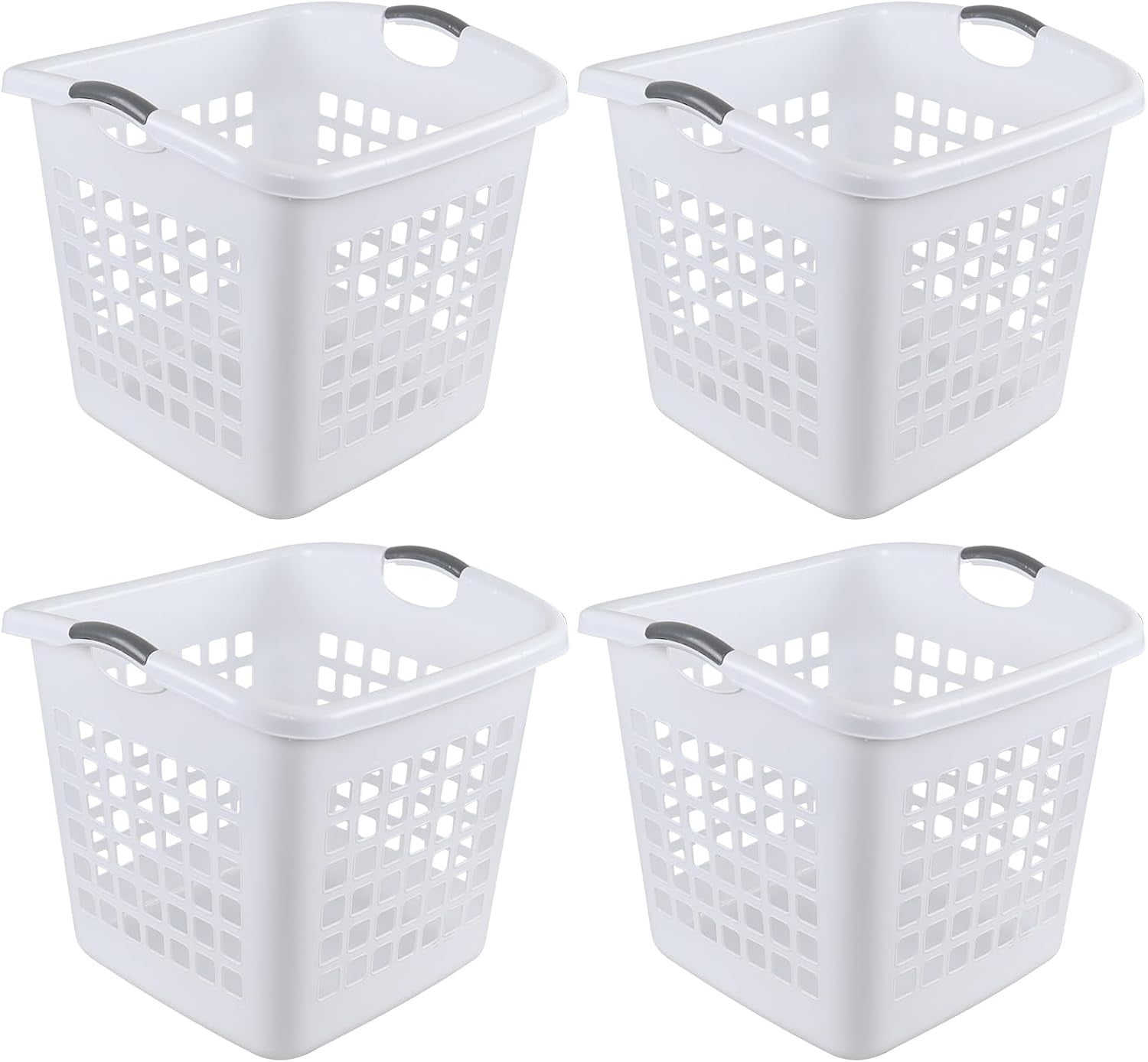4 Packs 70 L Plastic Laundry Basket, Large Laundry Hamper, White ...