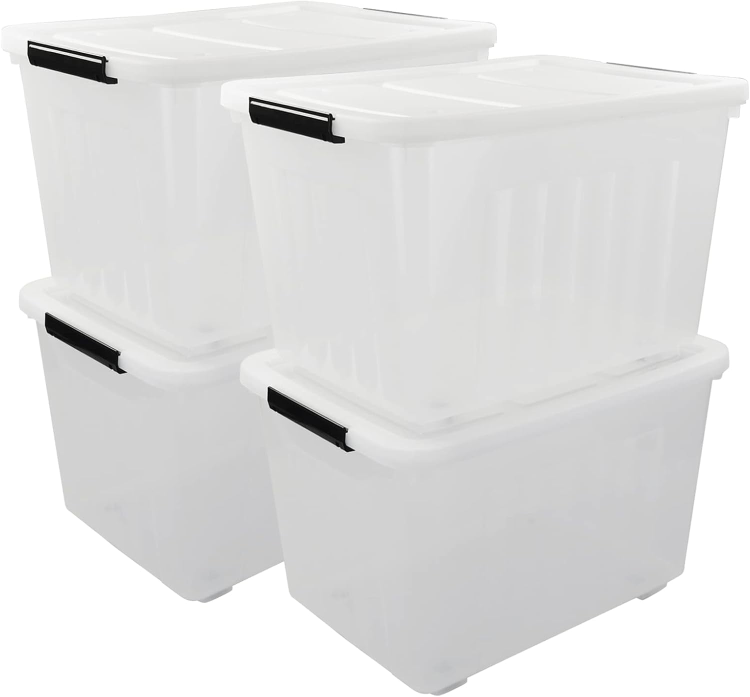 4 Packs 70L Large Plastic Storage Container with Wheels and Latching ...